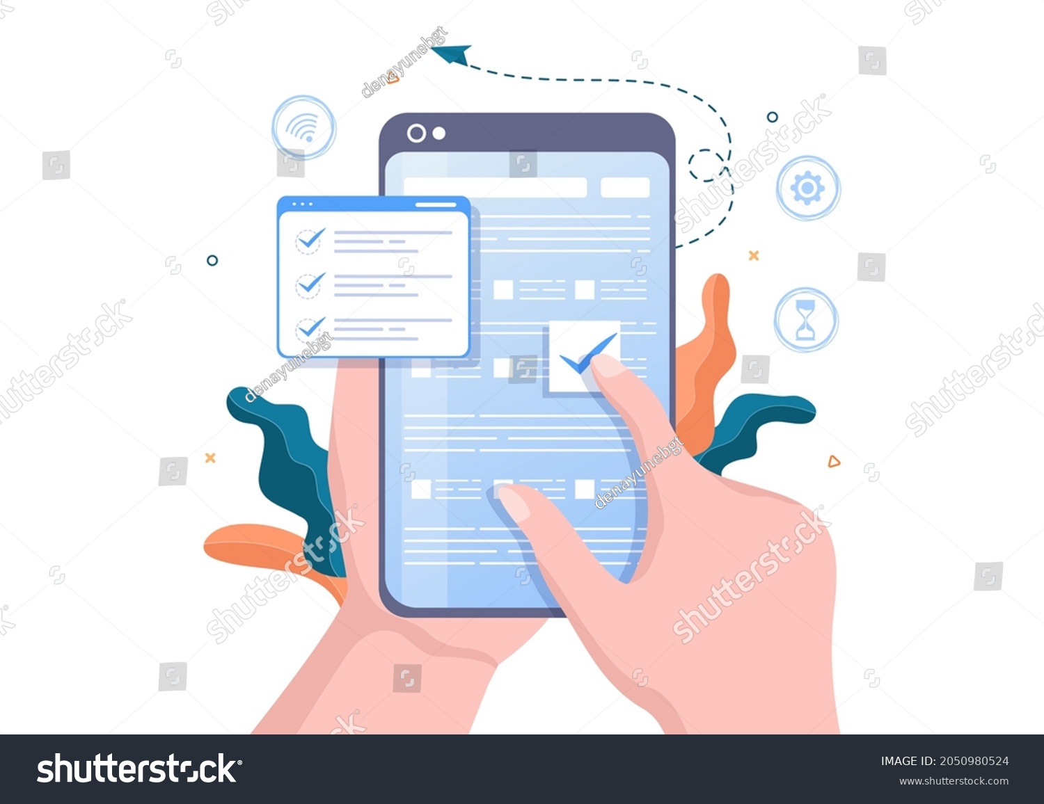 Online Testing Background Vector Illustration Checklist Stock Vector ...