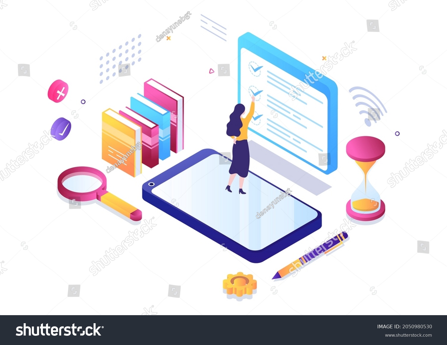 Online Testing Background Vector Illustration Checklist Stock Vector ...