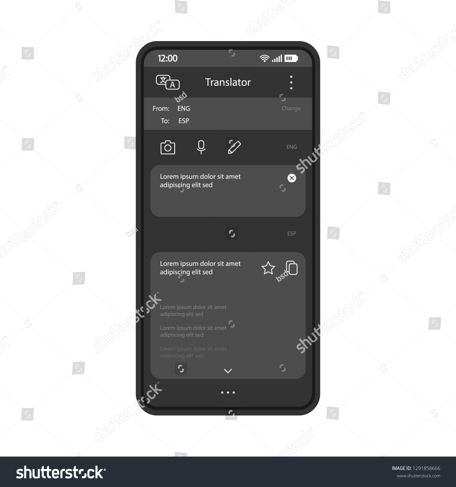 Online Translator Smartphone App Interface Vector Stock Vector (Royalty ...