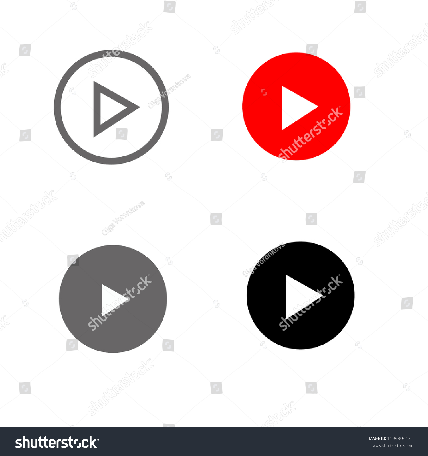 Vektor Stok Online Video Play Button Icon Set (Tanpa Royalti ...
