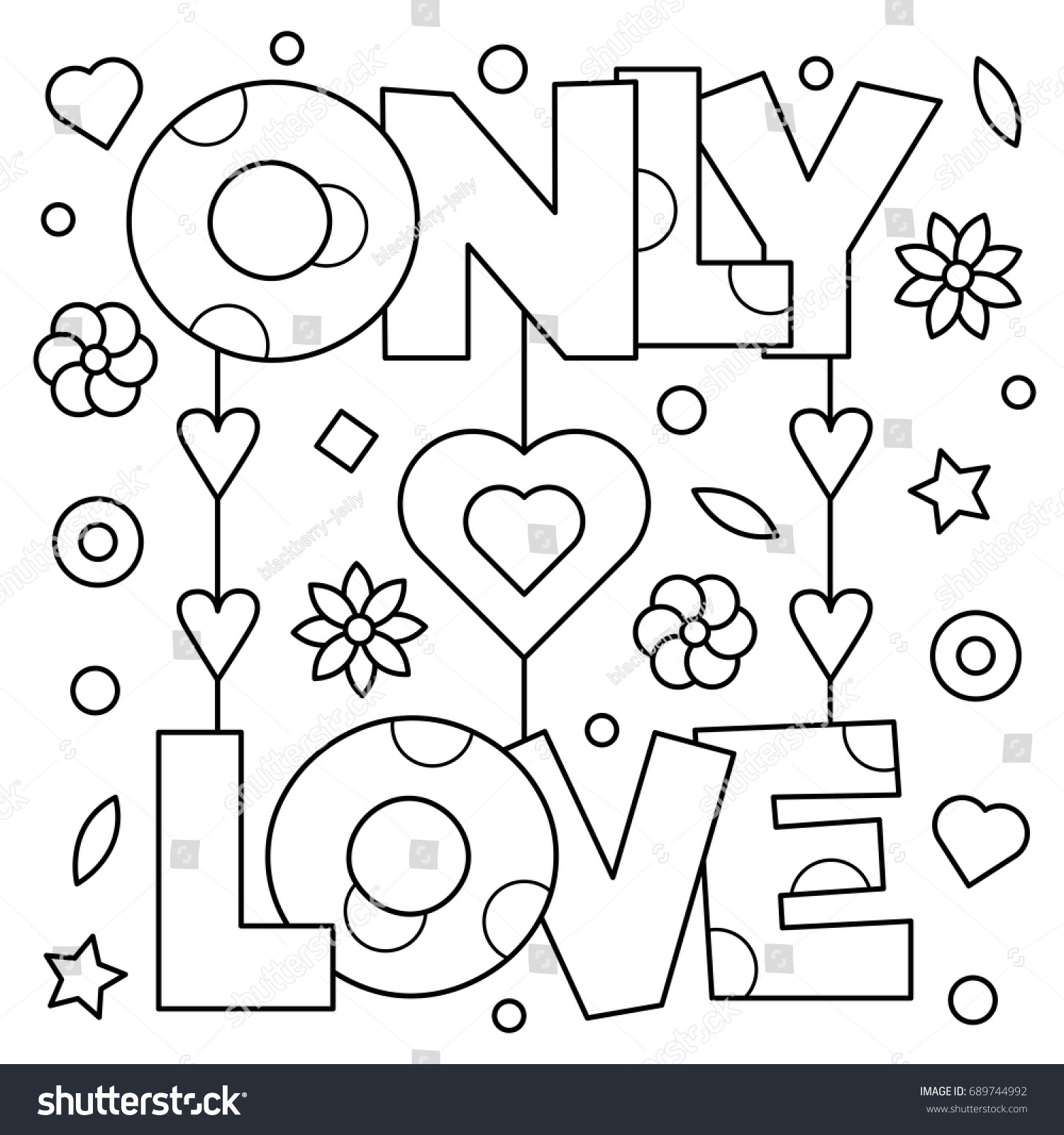 Only Love Coloring Page Vector Illustration Stock Vector (Royalty Free ...