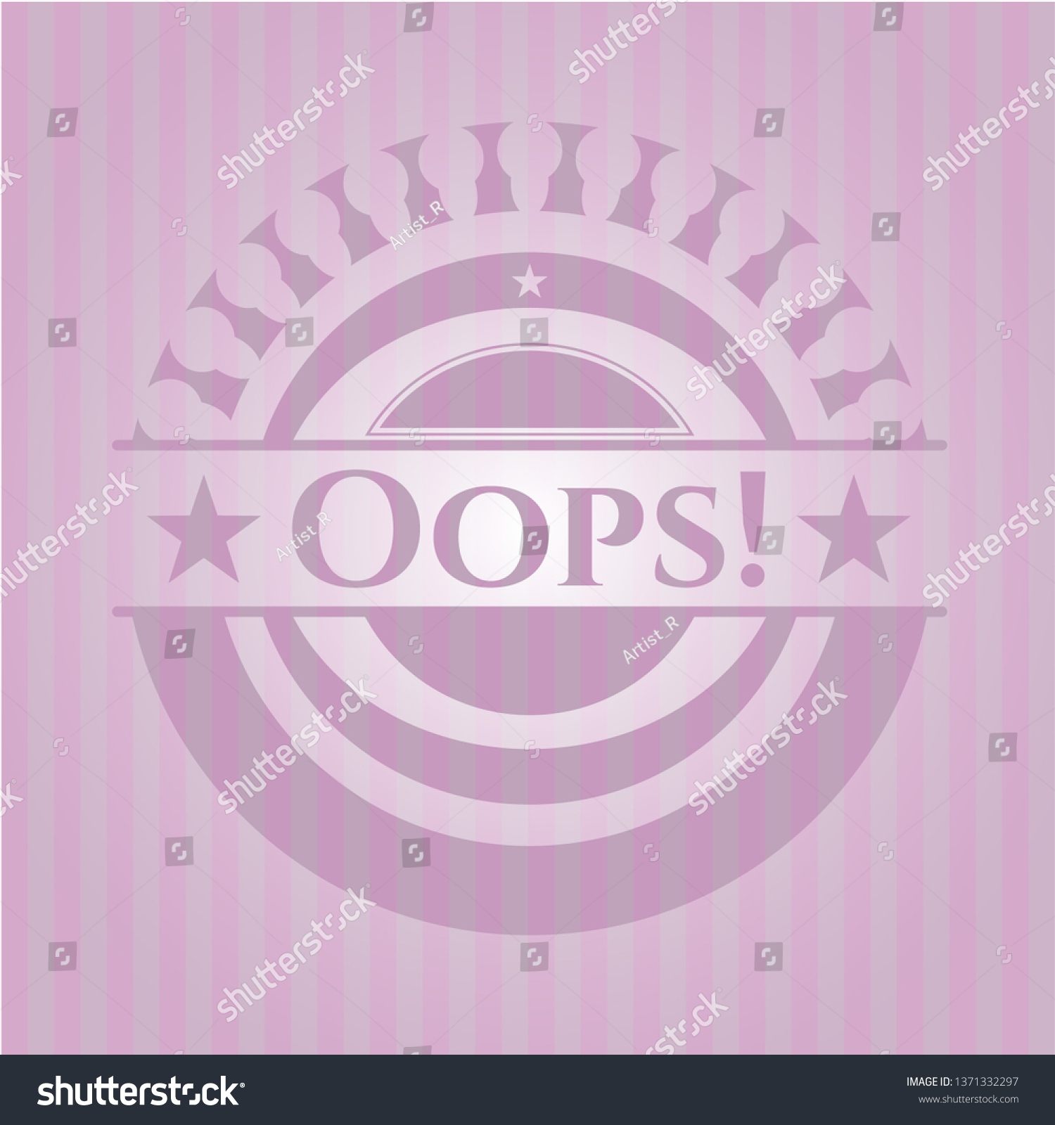 Oops Badge Pink Background Stock Vector (Royalty Free) 1371332297