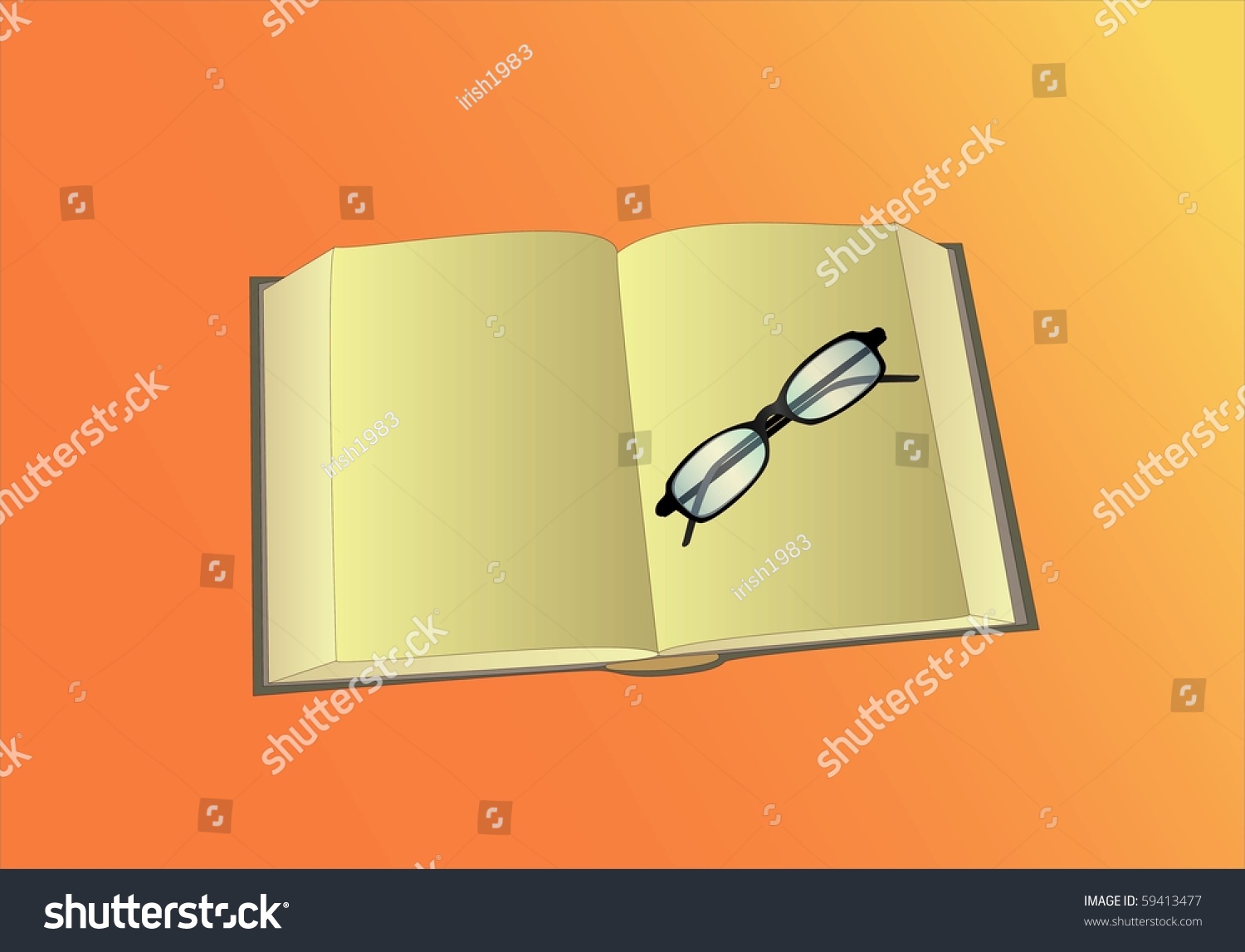 Open Book Glasses Background On Separate Stock Vector Royalty Free 59413477