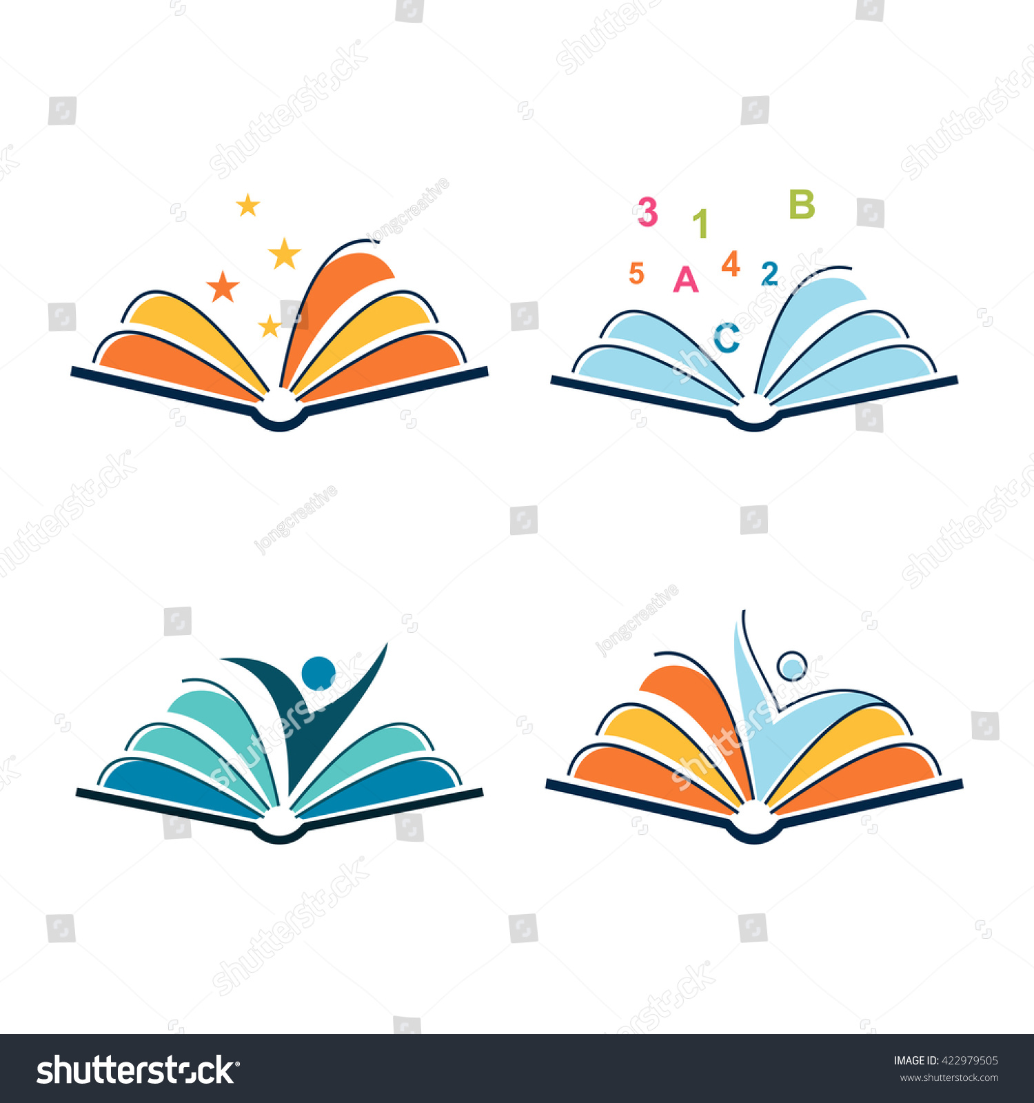 Open Book Learning Spirit Template: vector de stock (libre de regalías ...