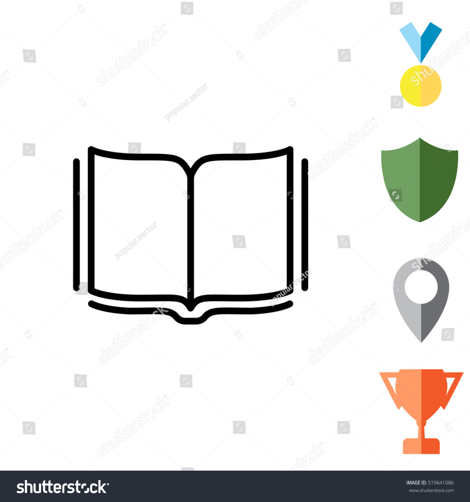 Open Book Line Icon Stock Vector (Royalty Free) 519641086 | Shutterstock