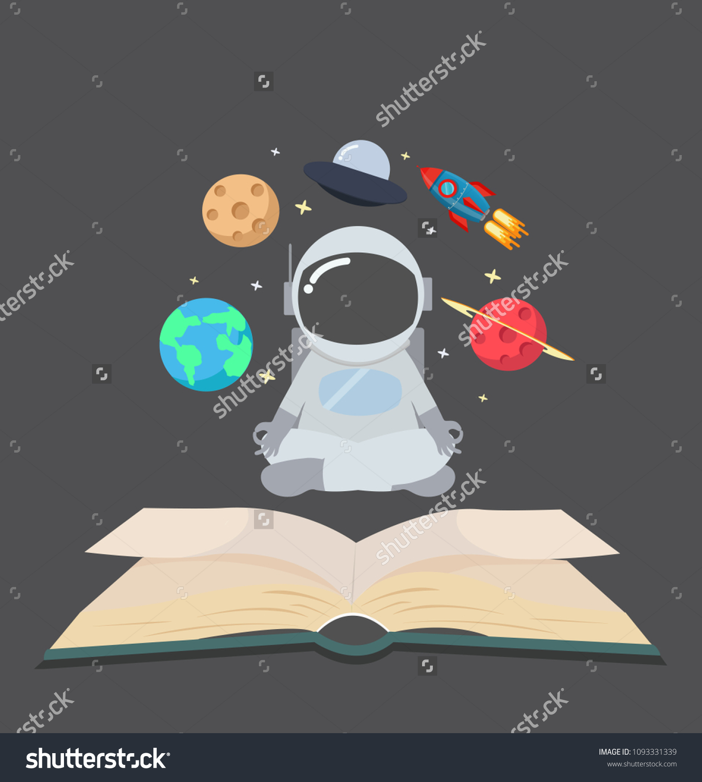 Open Book Astronaut Meditating Space Stock Vector (Royalty Free ... Open Book Astronaut Meditating Space Stock Vector (Royalty Free ...