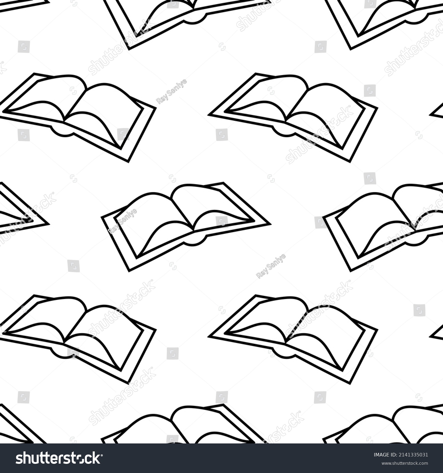 Open Book Seamless Pattern Doodle Outline Stock Vector (Royalty Free ...
