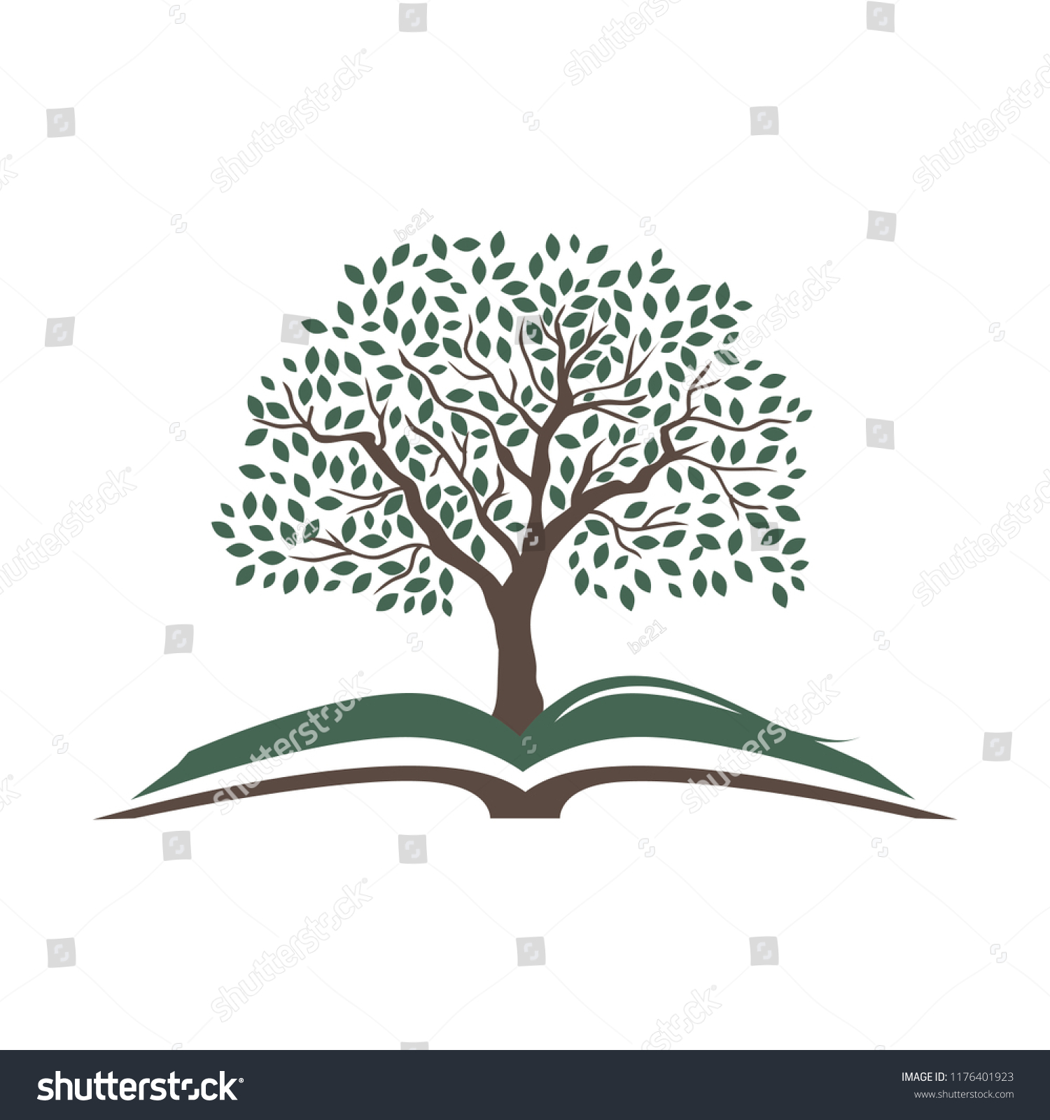 Vektor Stok Open Book Beautiful Tree Logo Icon (Tanpa Royalti ...