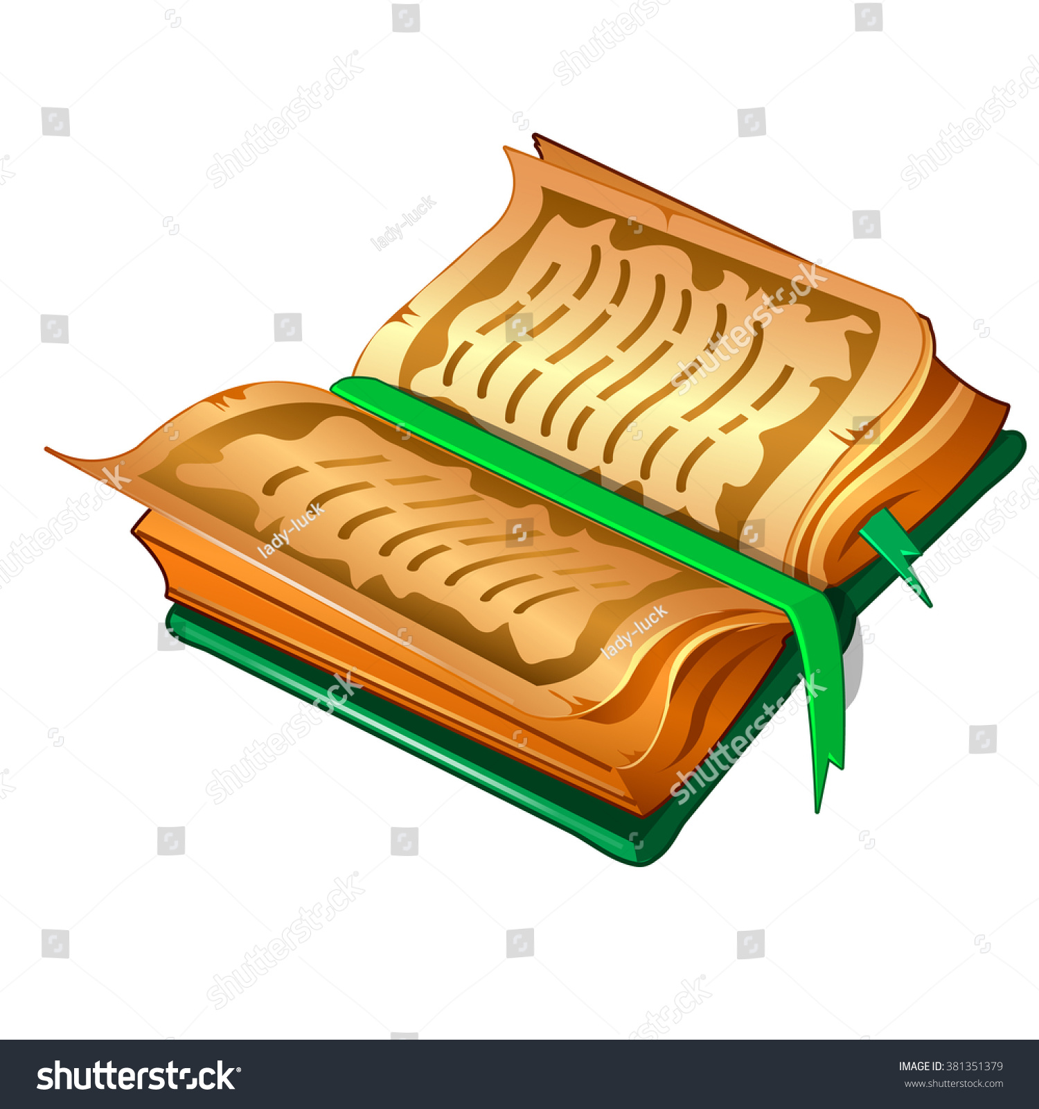 Open Book Green Bookmark Vector Stock Vector (Royalty Free) 381351379 ...