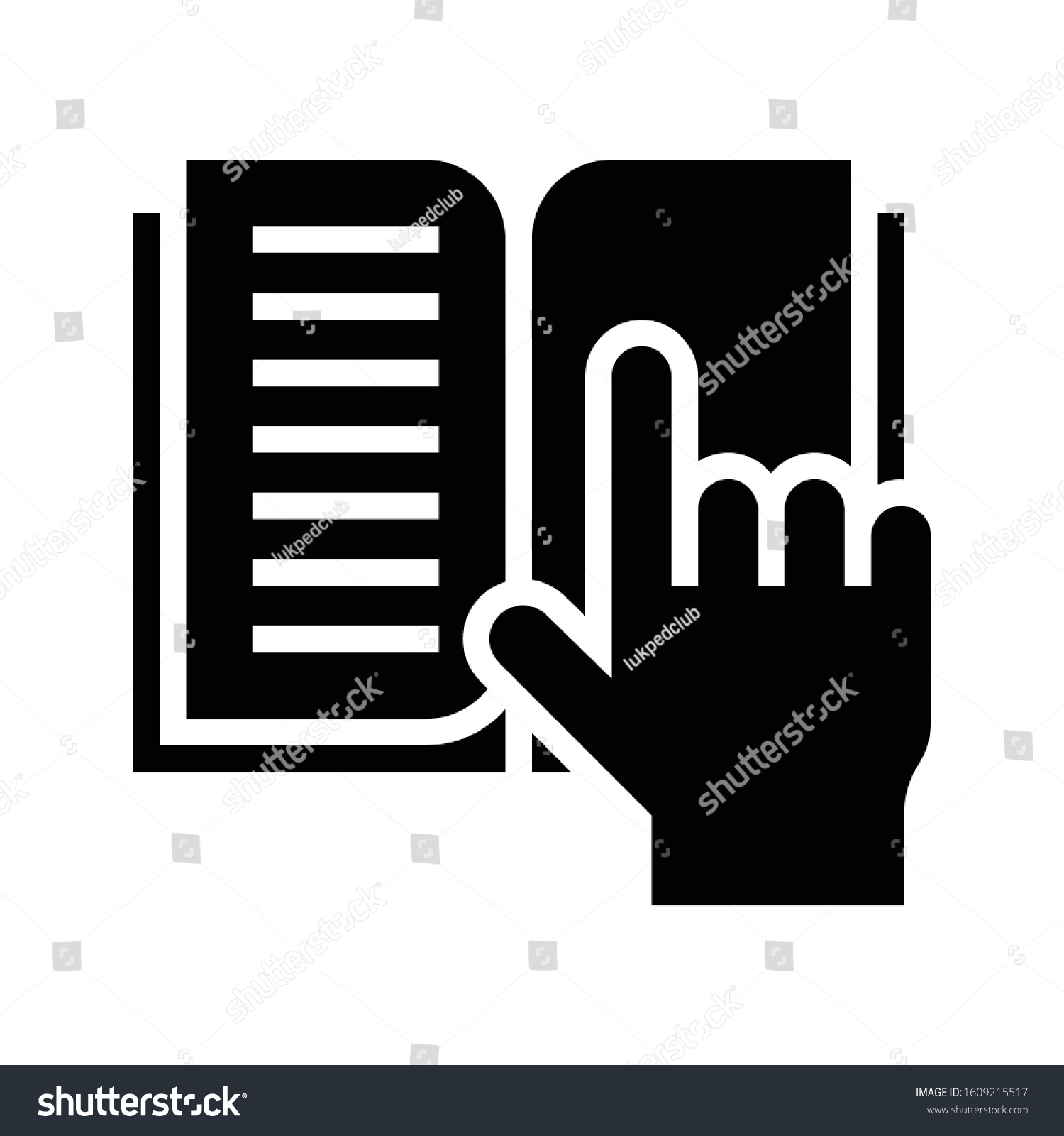 Open Book Hand Pointing Solid Design Stock Vector (Royalty Free ...