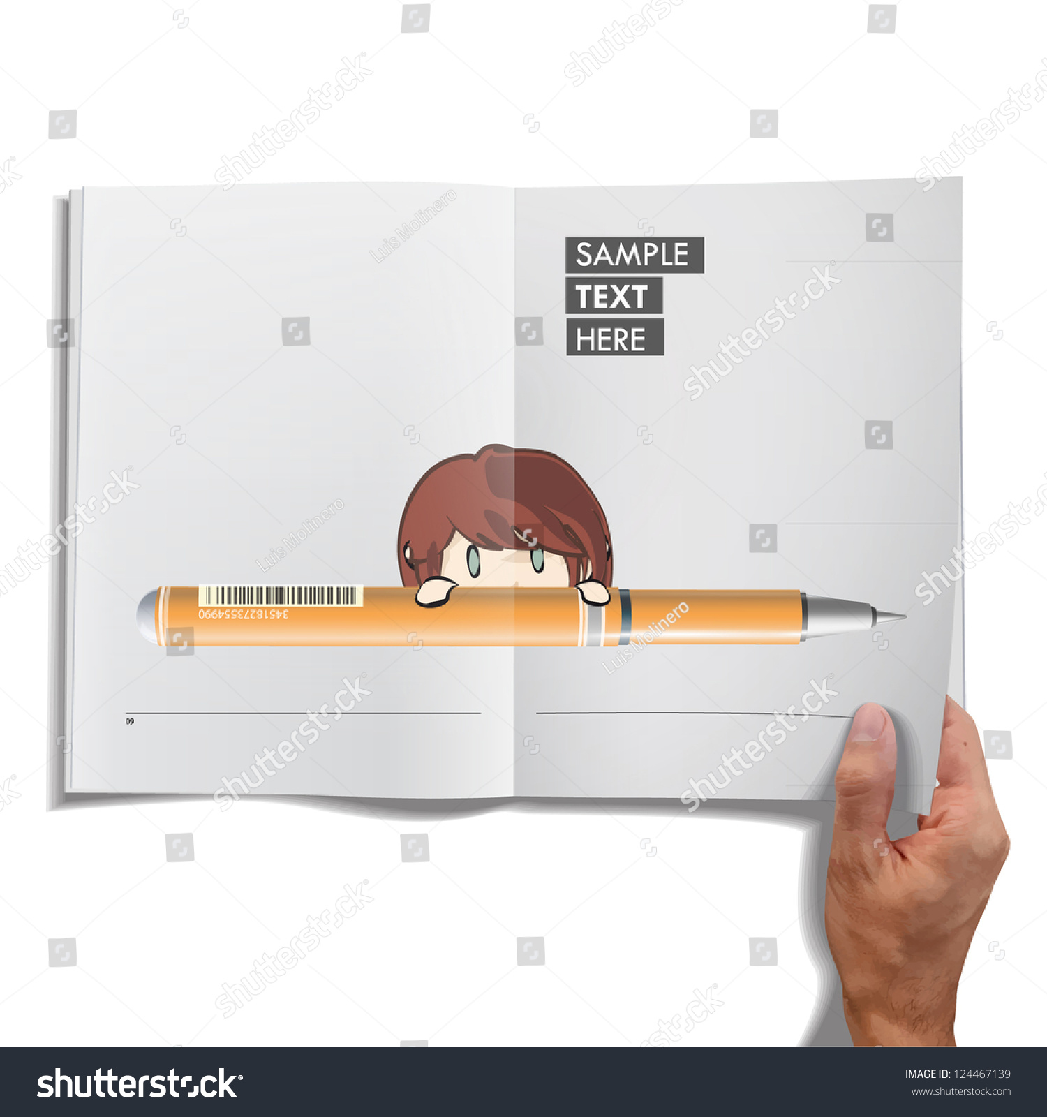 Open Book Pen Inside Vector Design Stock Vector (Royalty Free) 124467139
