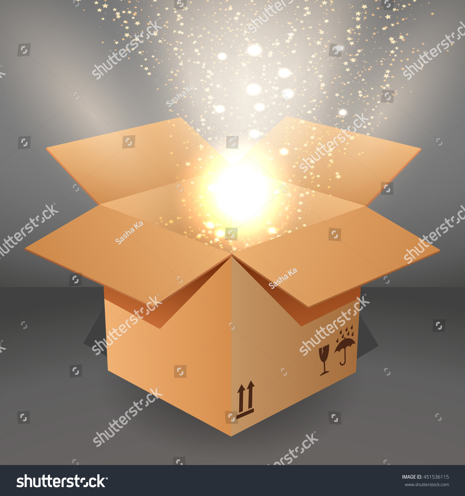 Open Box Outgoing Light Stock Vector (Royalty Free) 451536115 ...