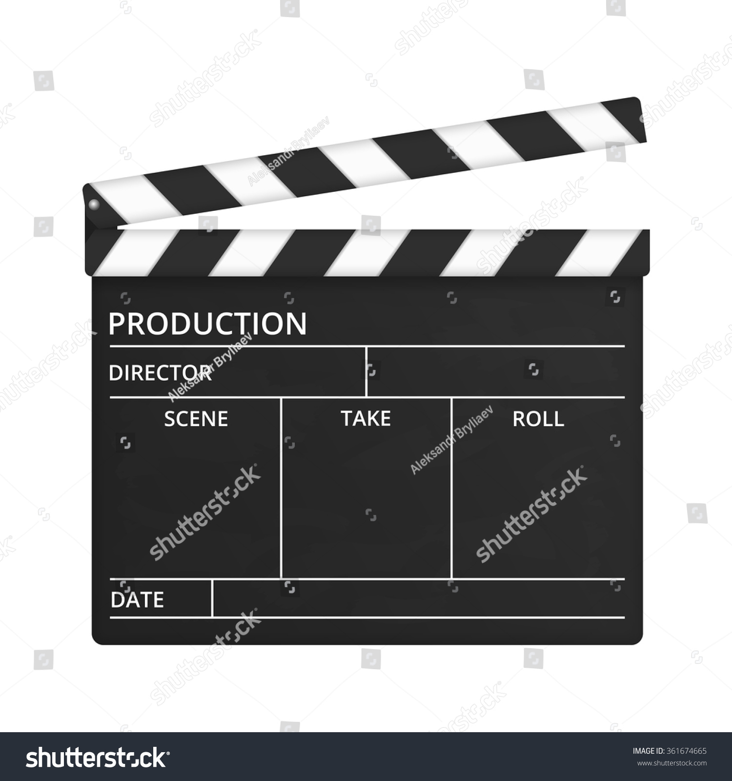 Open Clapper Board On White Background Stock Vector (Royalty Free ...