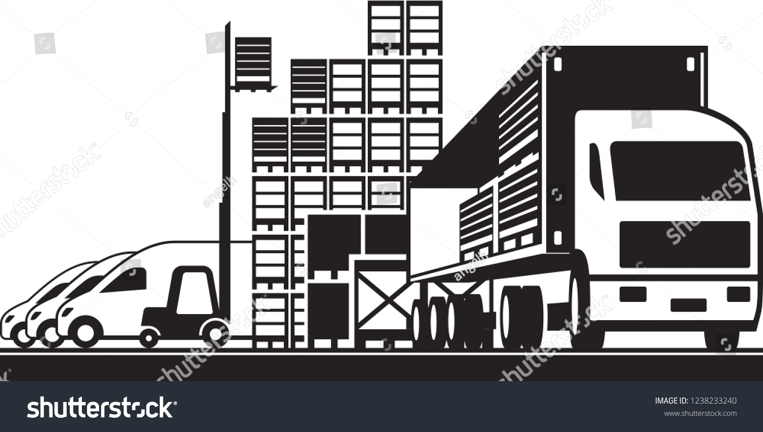 Open Distribution Warehouse Vector Illustration Stock Vector (Royalty ...