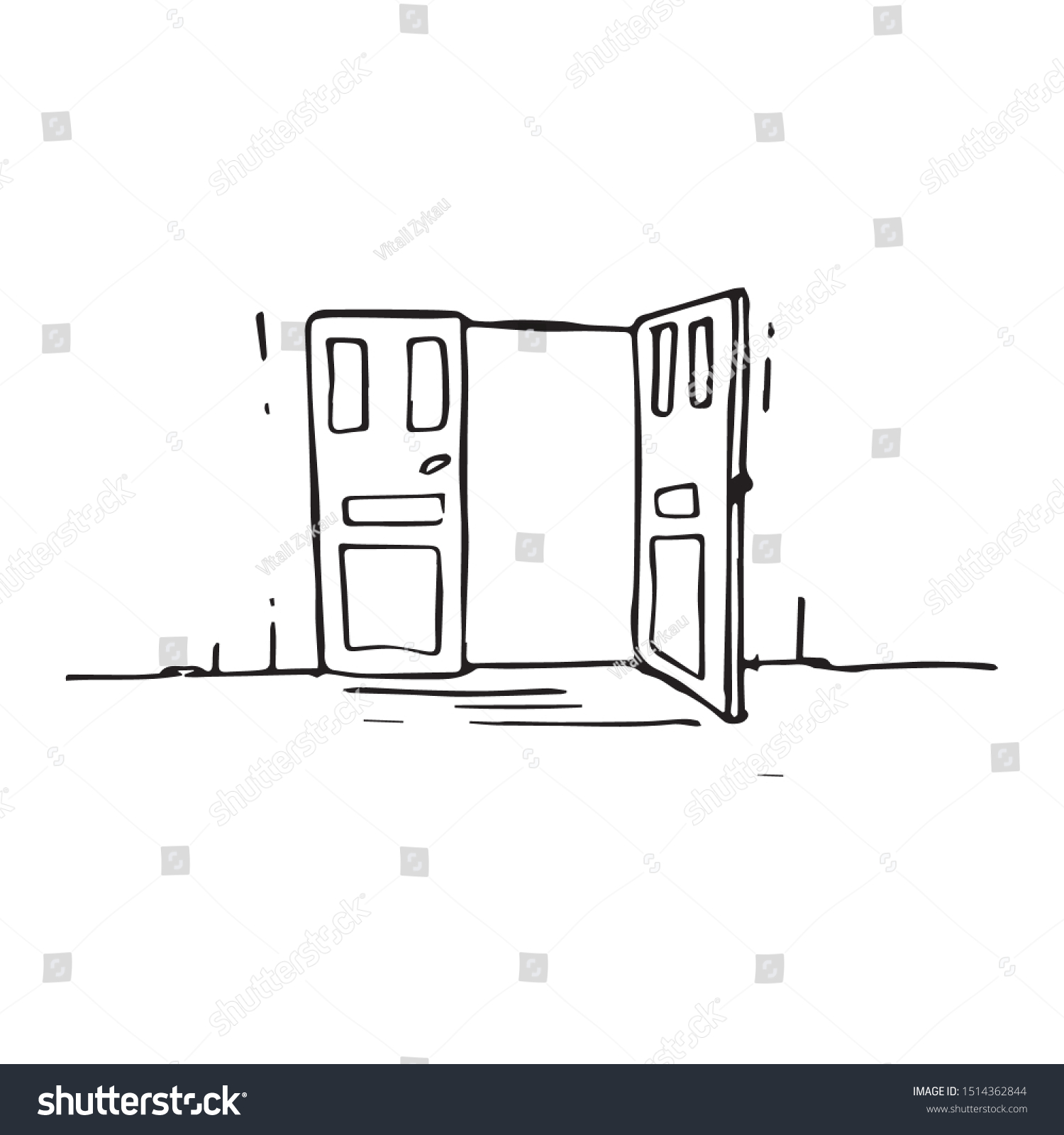 Open Door Freehand Drawing Vector Sketch 스톡 벡터(로열티 프리) 1514362844