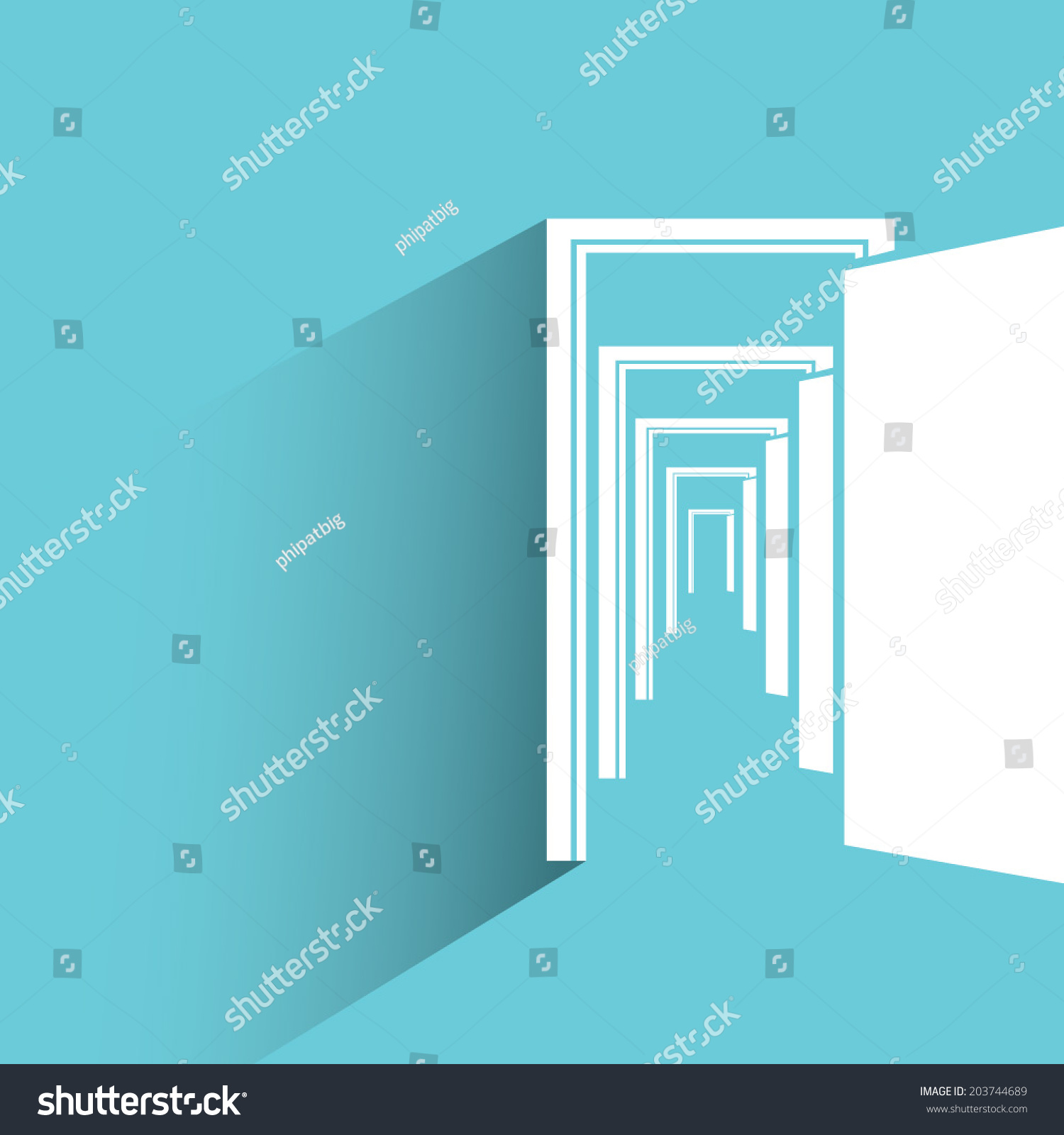 Open Door Opportunity Concept Blue Background Stock Vector (Royalty ...