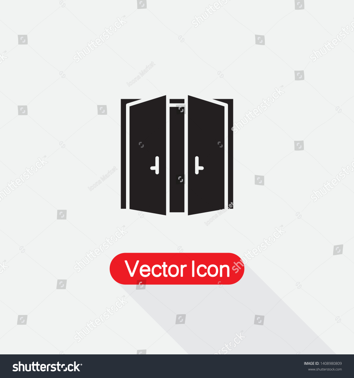 Open Double Door Icon Vector Illustration Stock Vector (Royalty Free ...