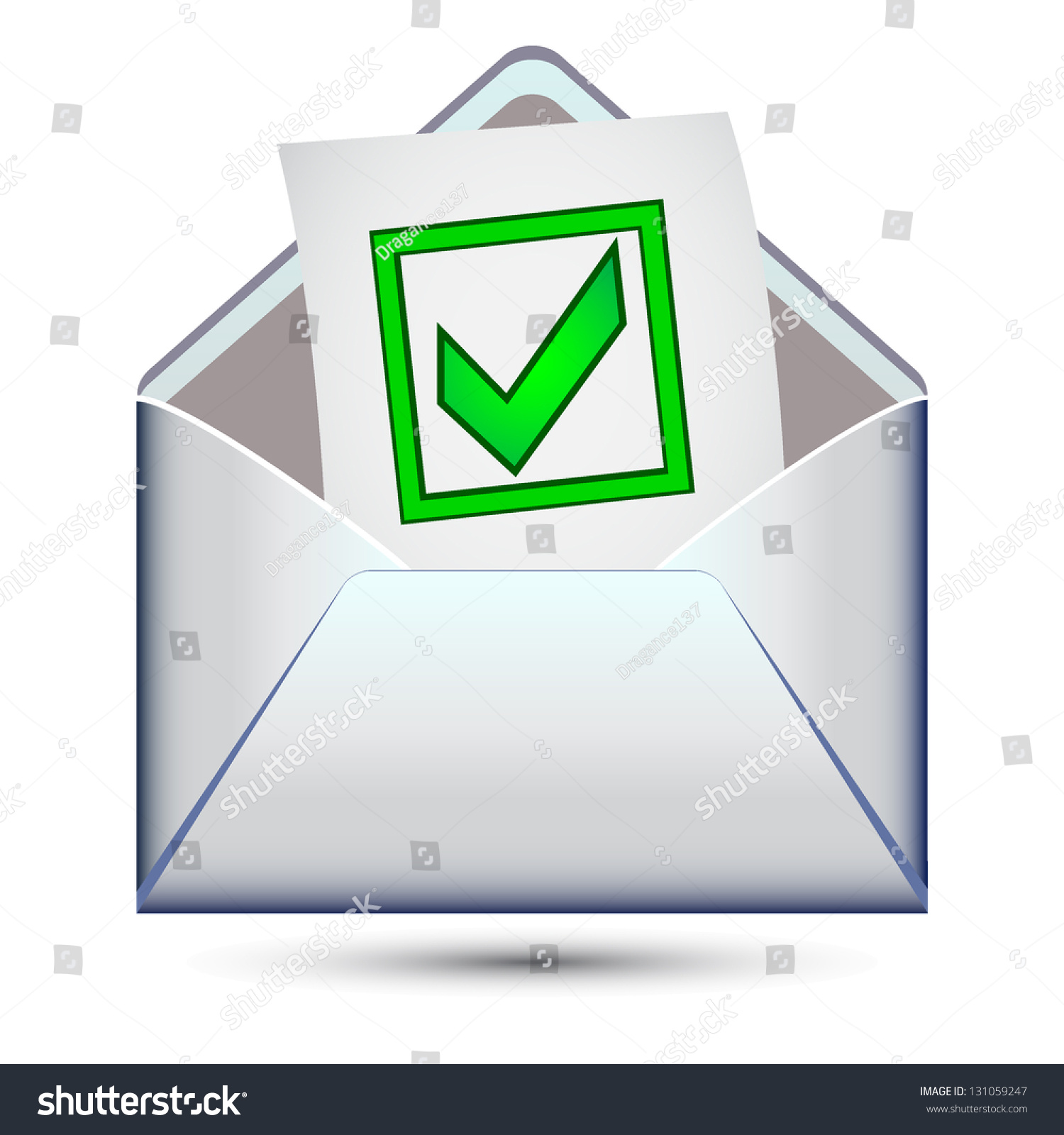Open Envelope Check Mark Symbol Vector: vector de stock (libre de ...