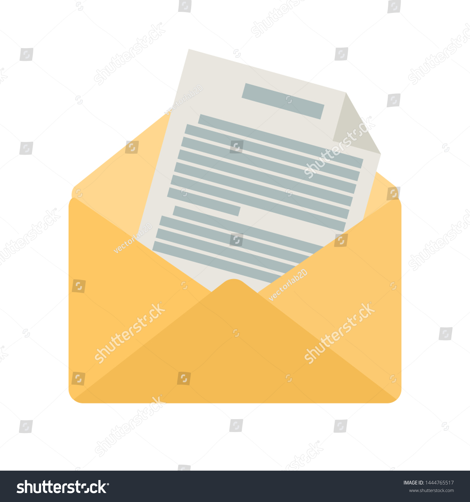 Open Envelope Document Vector Illustration Flat Stock Vector (Royalty ...