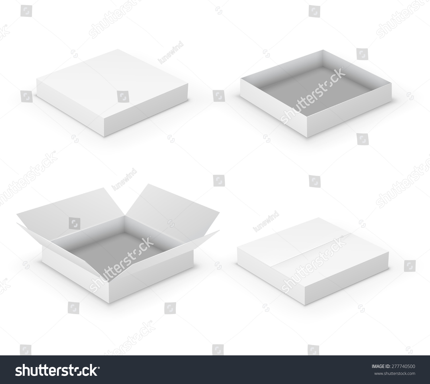 Open Flat Boxes Design Collection. White Object On White Background ...