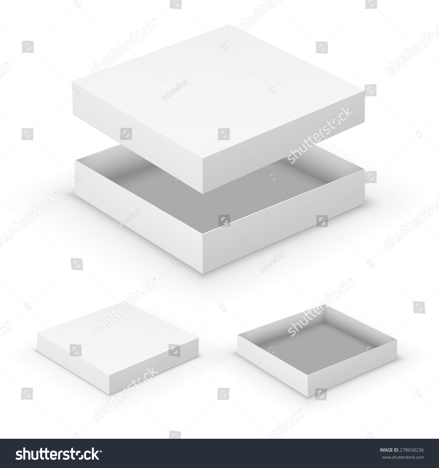 Open Flat Boxes Design Collection White Vector de stock (libre de ...