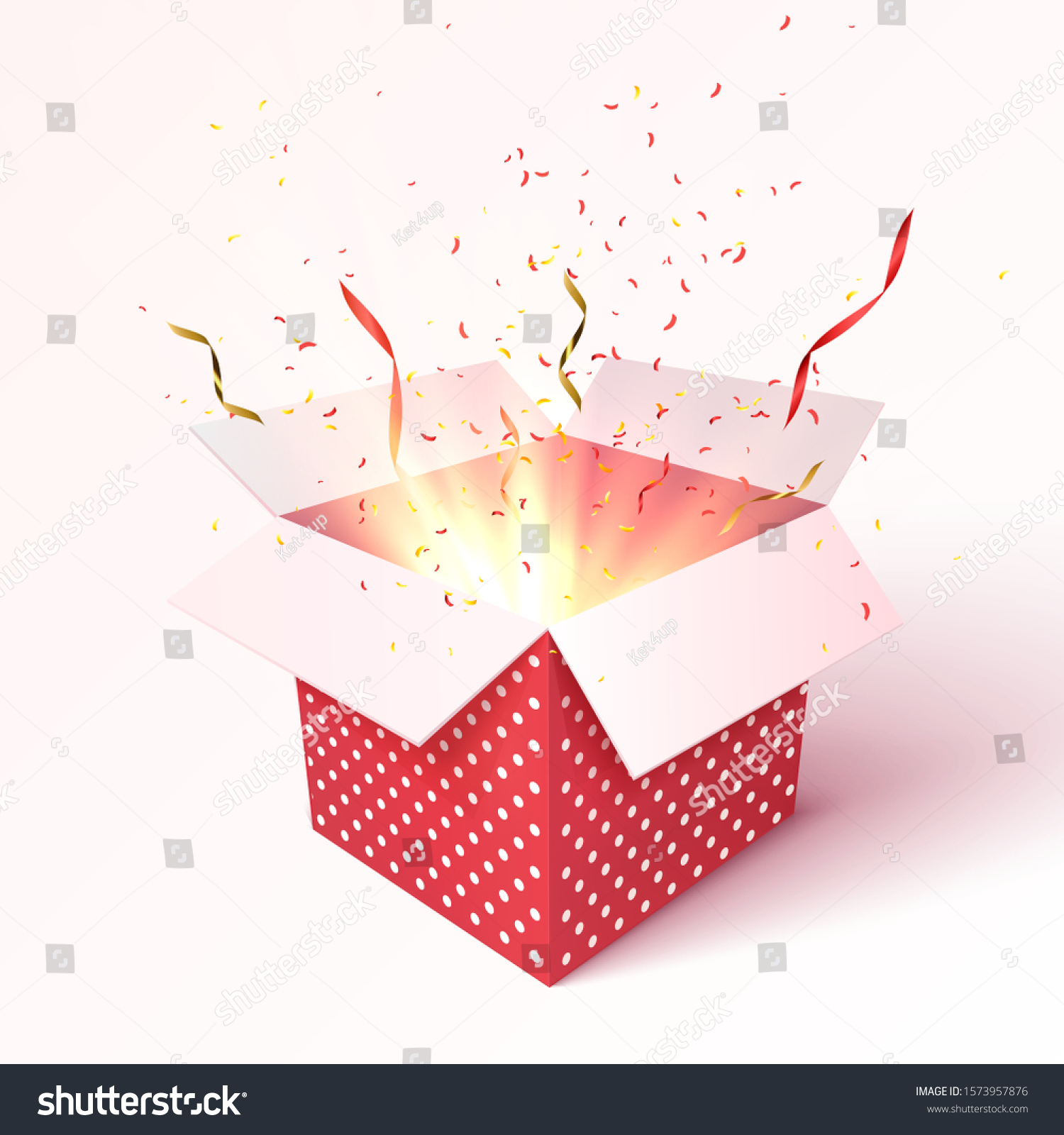 Open Gift Box Confetti Burst Explosion Stock Vector (Royalty Free ...