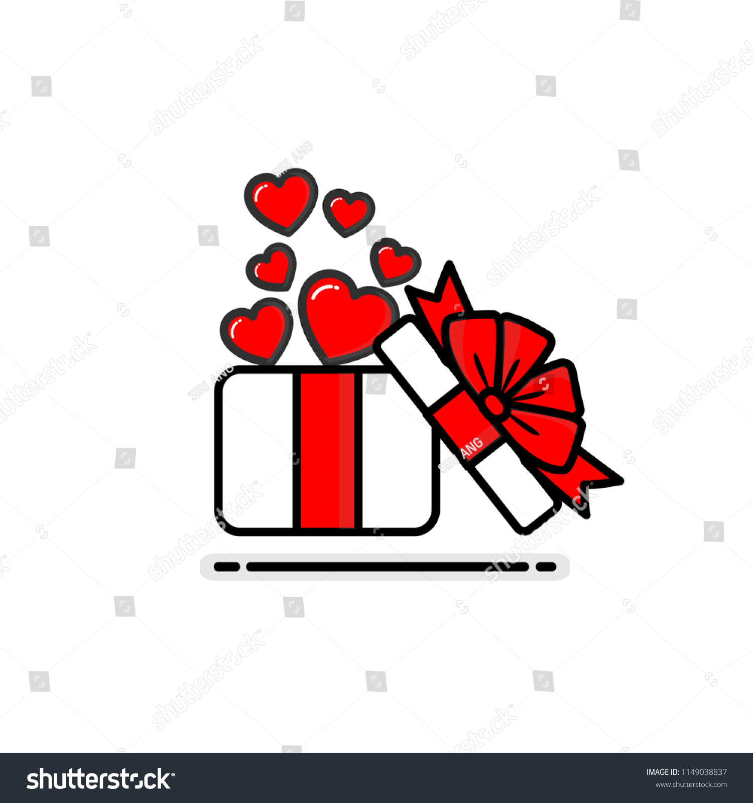 Open Gift Box Hearts Vector Illustration Stock Vector (Royalty Free ...