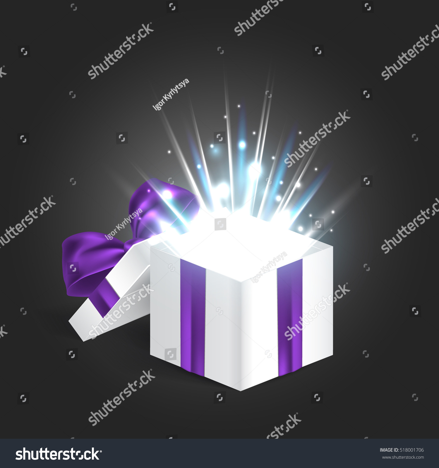 Open Gift Box Light Effects Vector Stock Vector 518001706 - Shutterstock