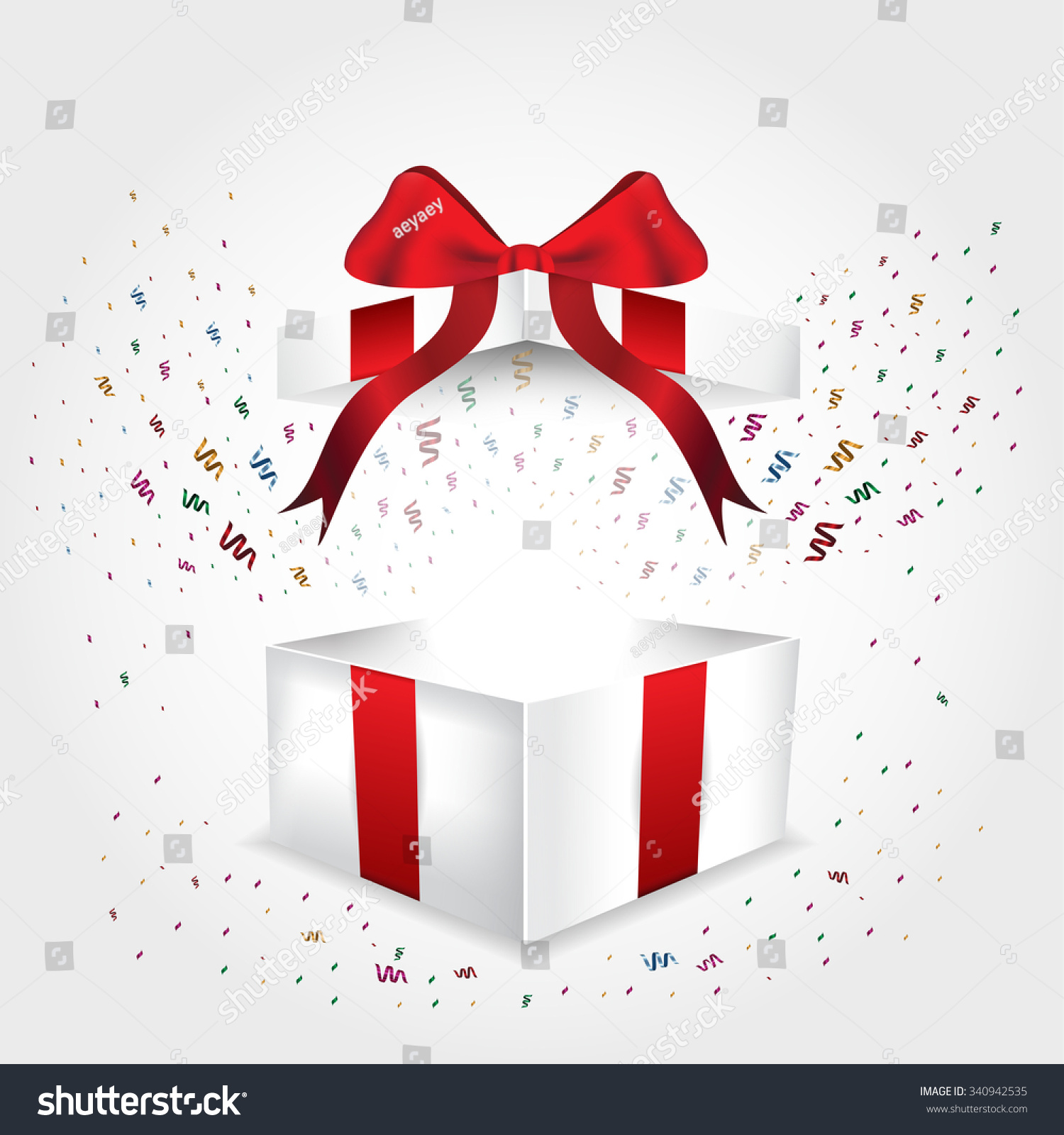 Open Gift Box Red Ribbon Stock Vector (Royalty Free) 340942535 ...