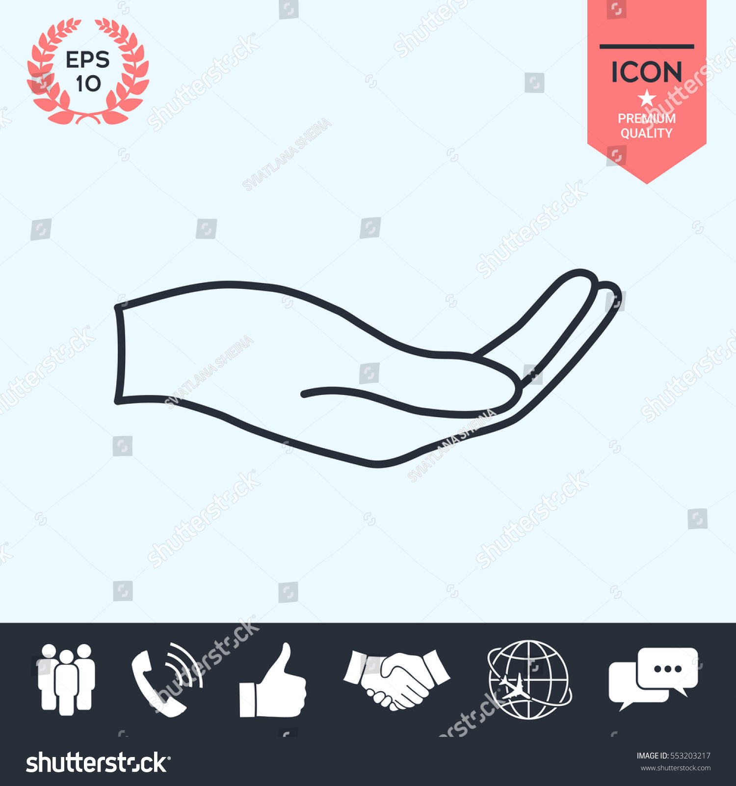 Open Hand Line Icon Stock Vector (Royalty Free) 553203217