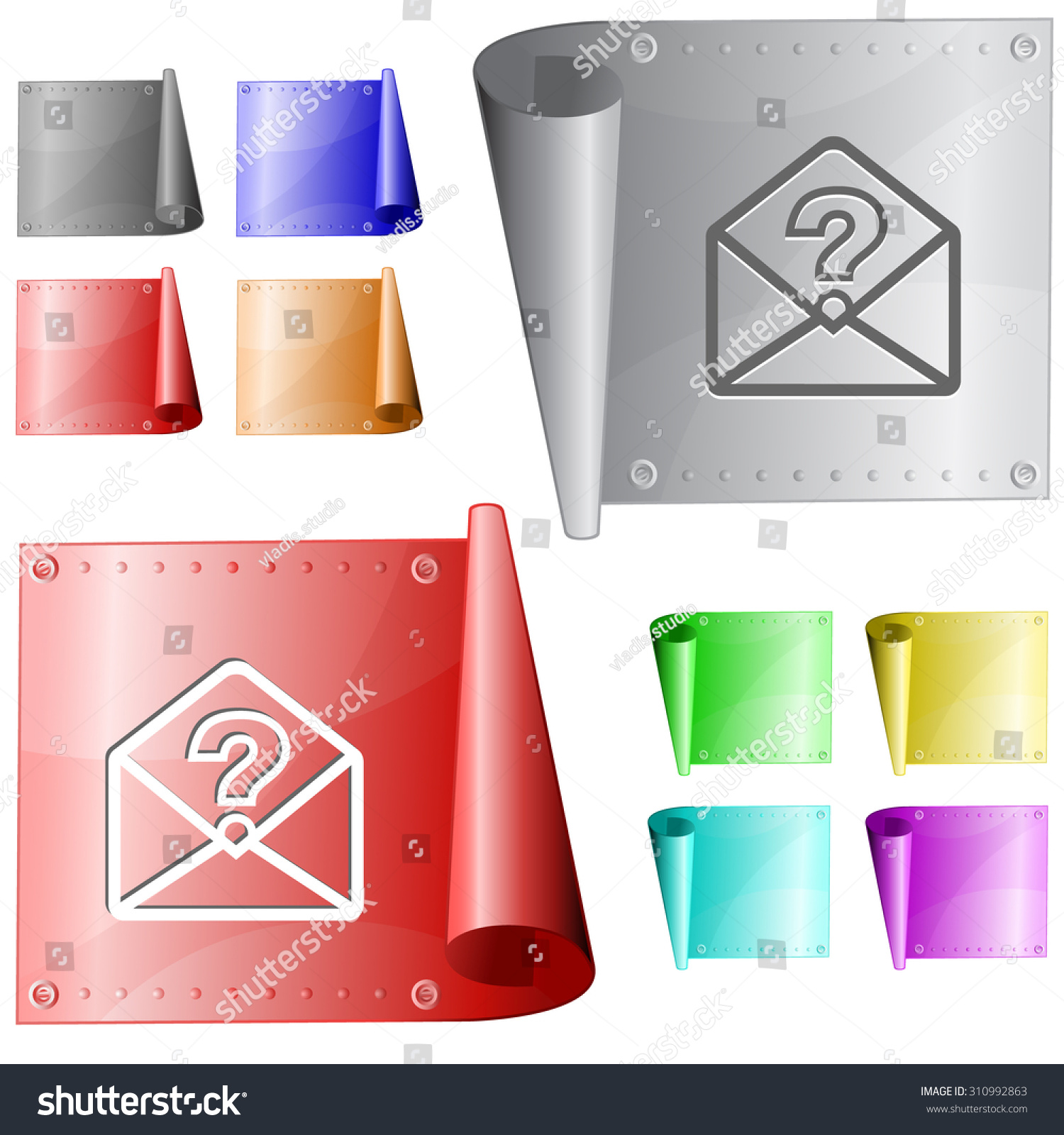 Open Mail Query Sign Vector Metal Stock Vector (Royalty Free) 310992863