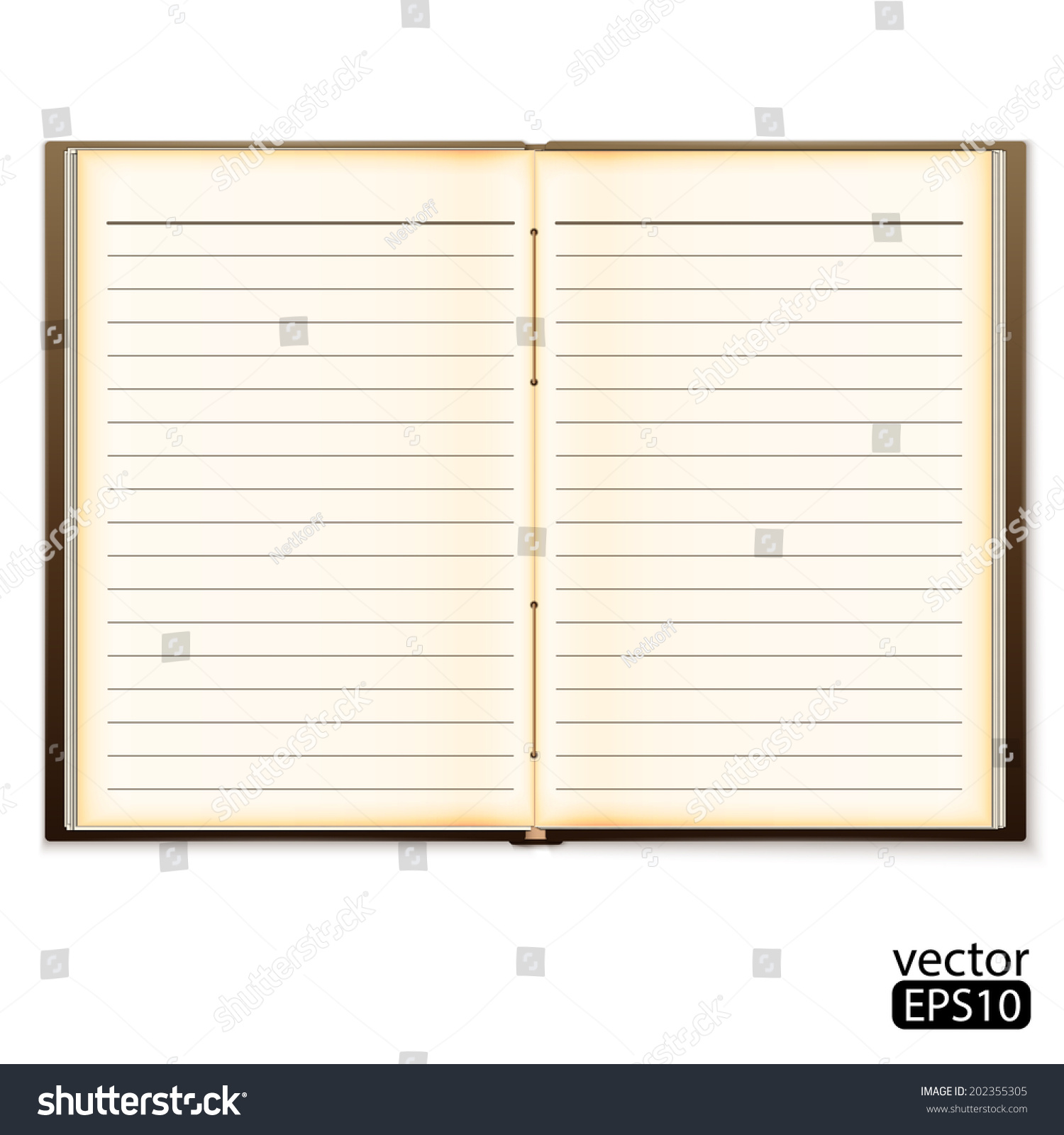 Open Old Notebook Isolated On White Stock Vector (Royalty Free ...