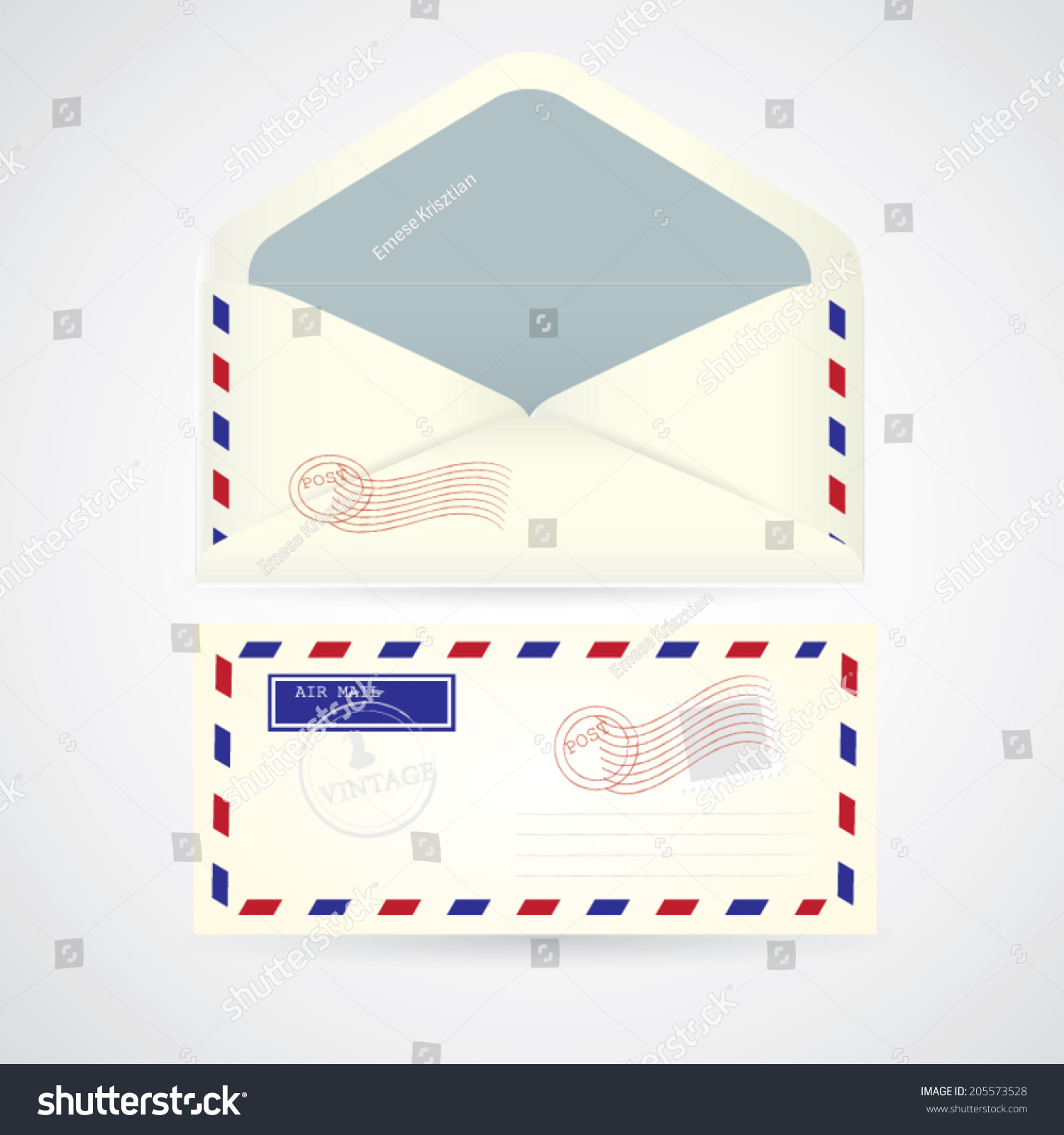 Open Old Postage Airmail Envelope Front Stock Vector (Royalty Free ...