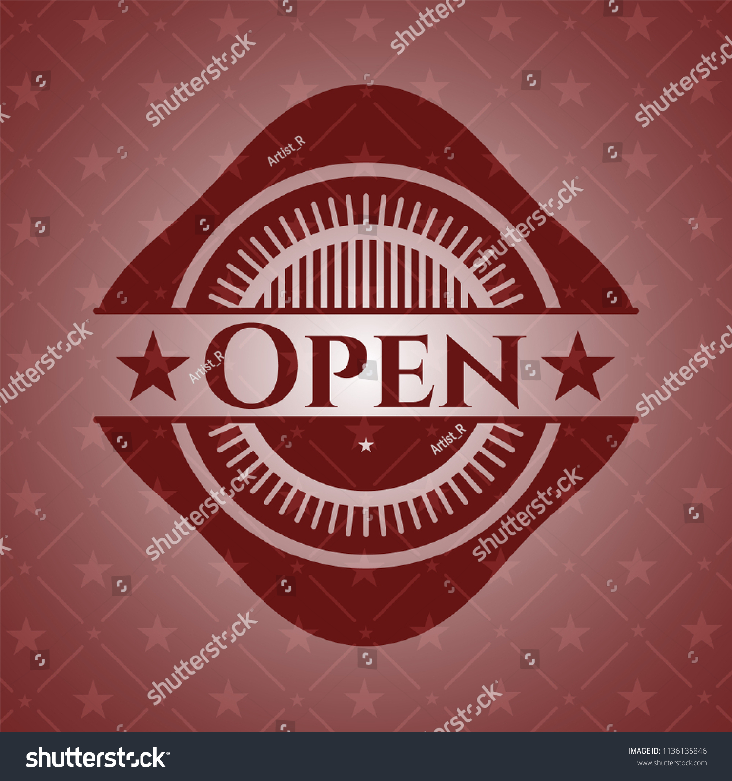 Open Retro Red Emblem Stock Vector (Royalty Free) 1136135846 | Shutterstock