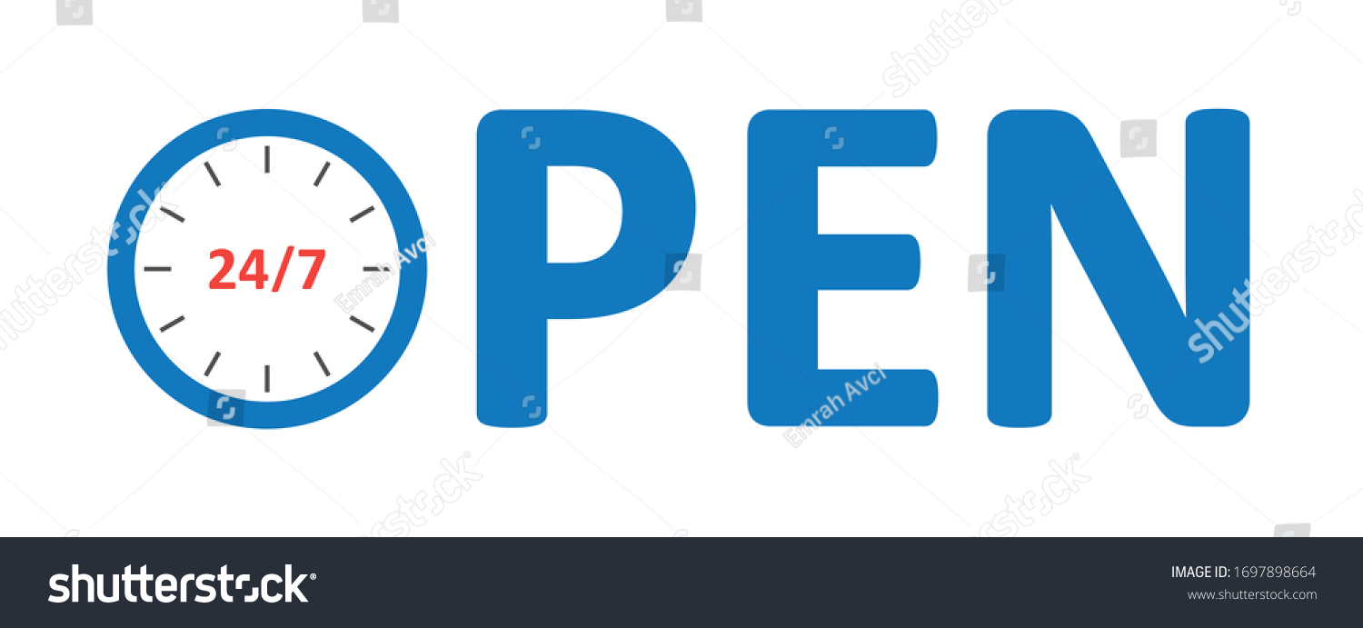 Open Shop 247 Clock Time Vector 库存矢量图（免版税）1697898664 | Shutterstock