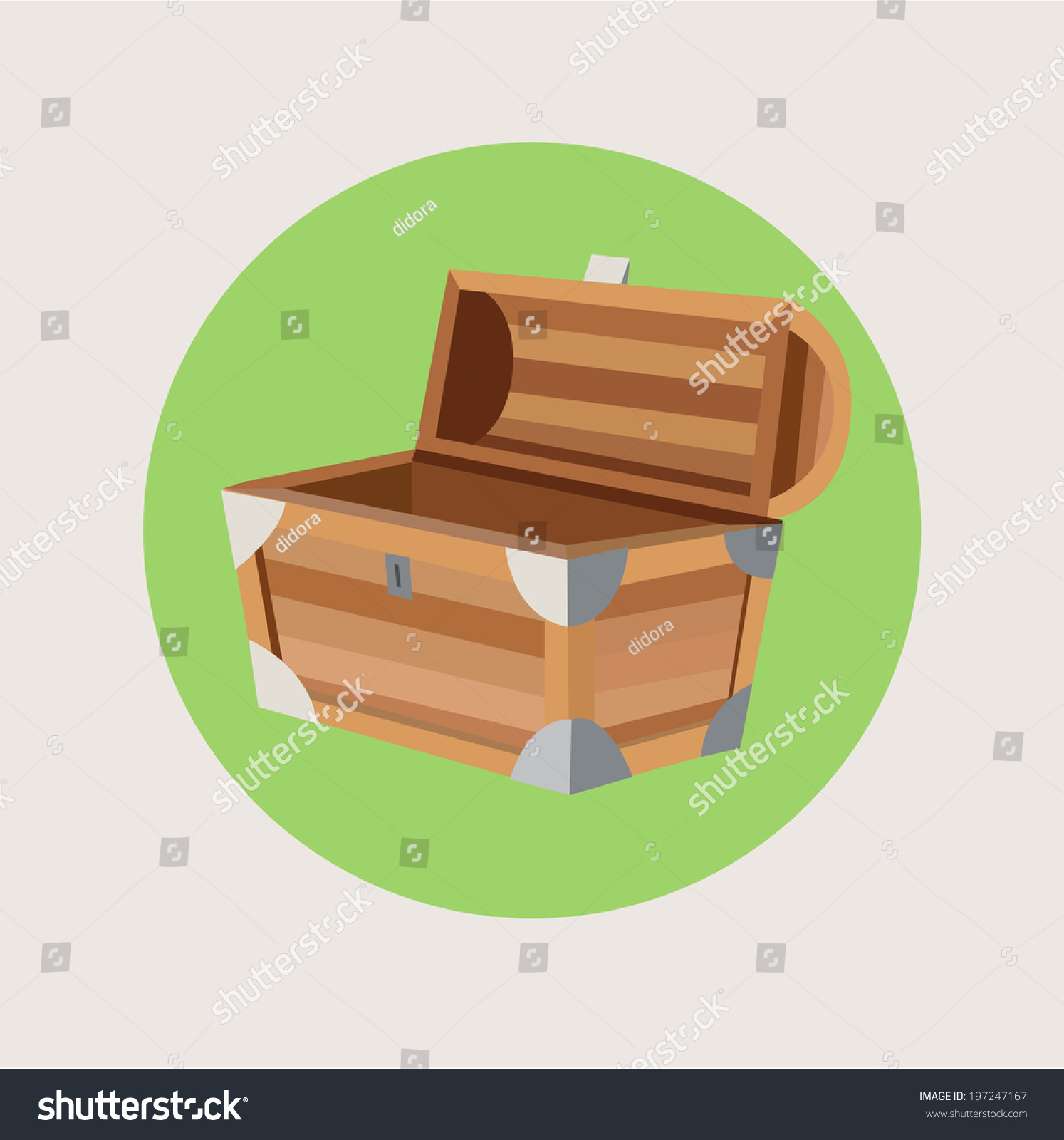 Open Treasure Chest Isolated Flat Design Stock Vector (Royalty Free ...