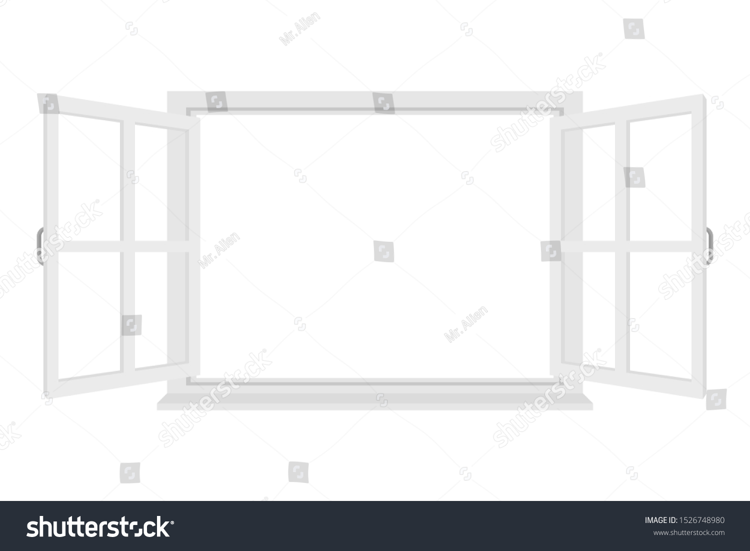 Open Window Isolated On White Background Stock Vector (Royalty Free ...