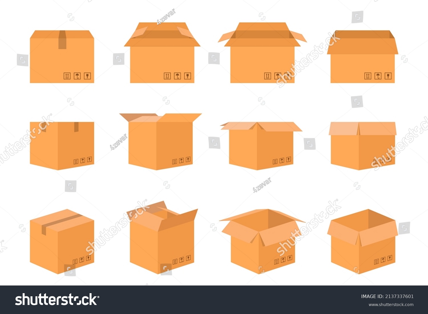 Opened Closed Cardboard Box Vector Illustration Stock Vector (Royalty ...