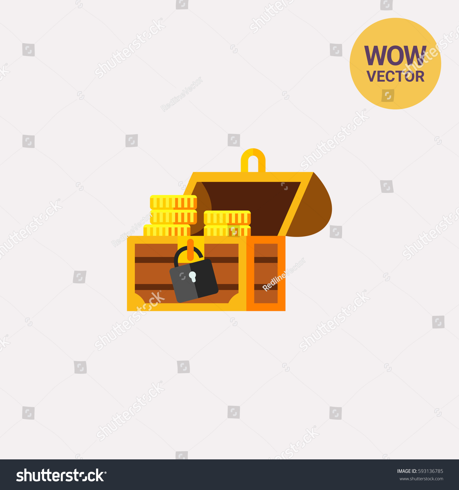 Opened Antique Treasure Chest Icon Stock Vector (Royalty Free) 593136785