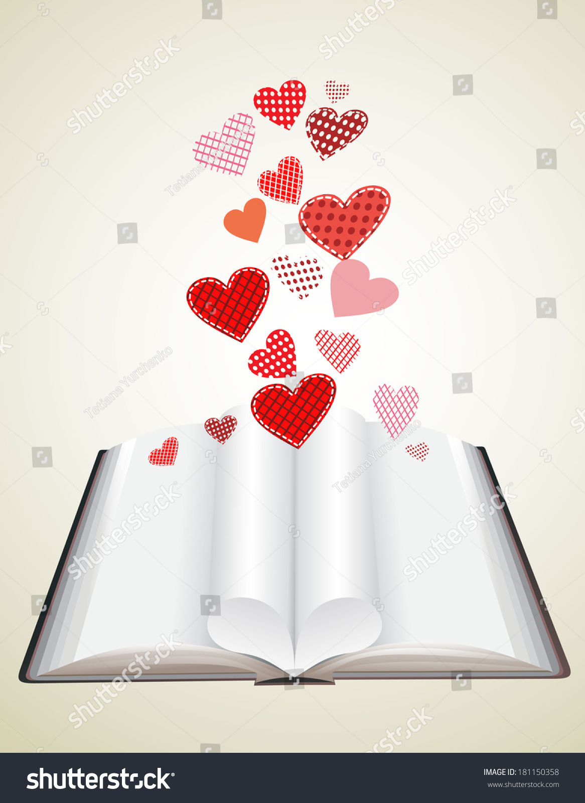 Opened Book Hearts Stock Vector (Royalty Free) 181150358 | Shutterstock