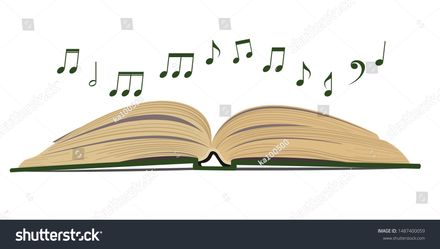 Opened Book Music Notes Above On: vector de stock (libre de regalías ...