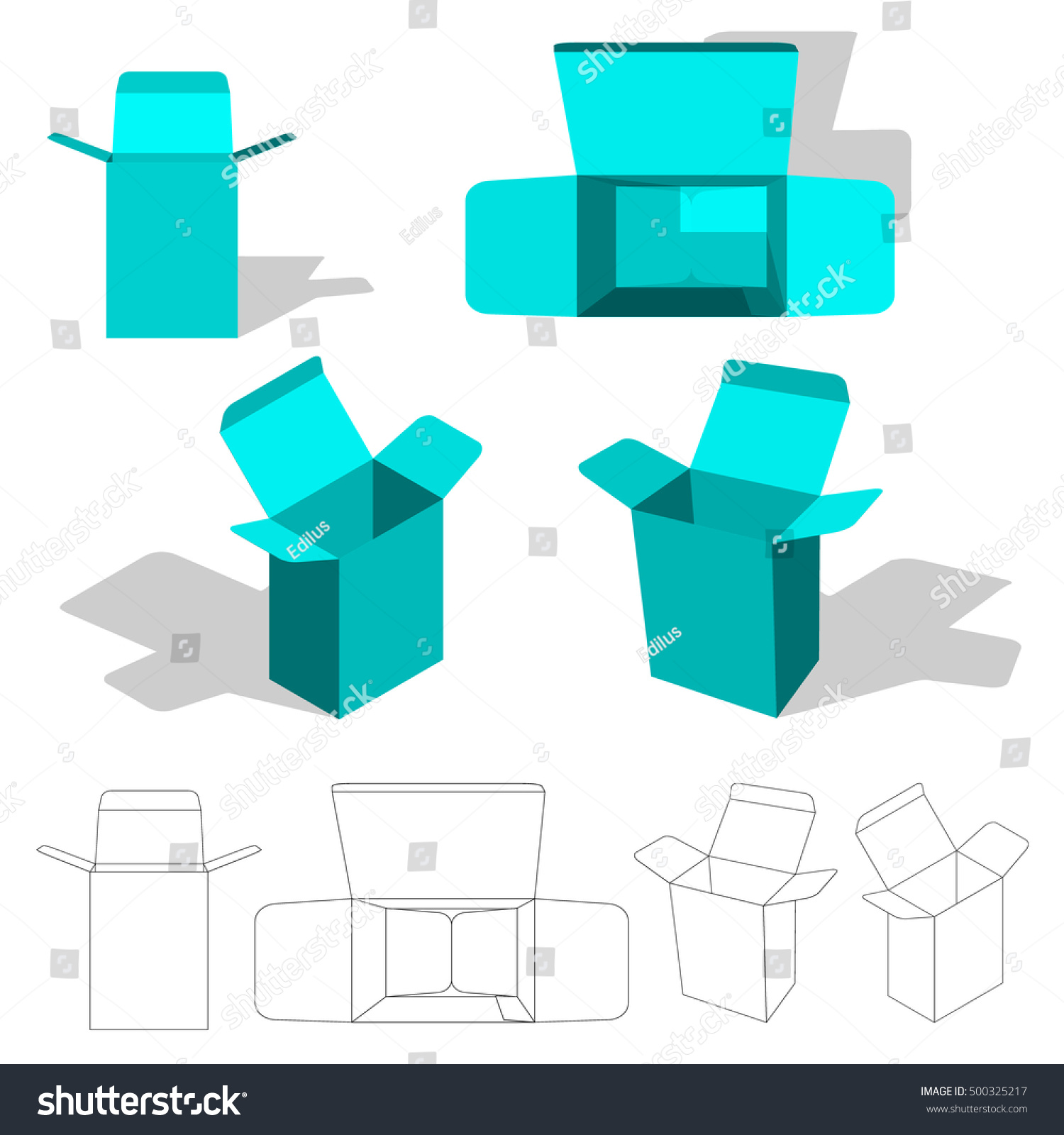 Opened Box Set Isolated On White Stock Vector (Royalty Free) 500325217