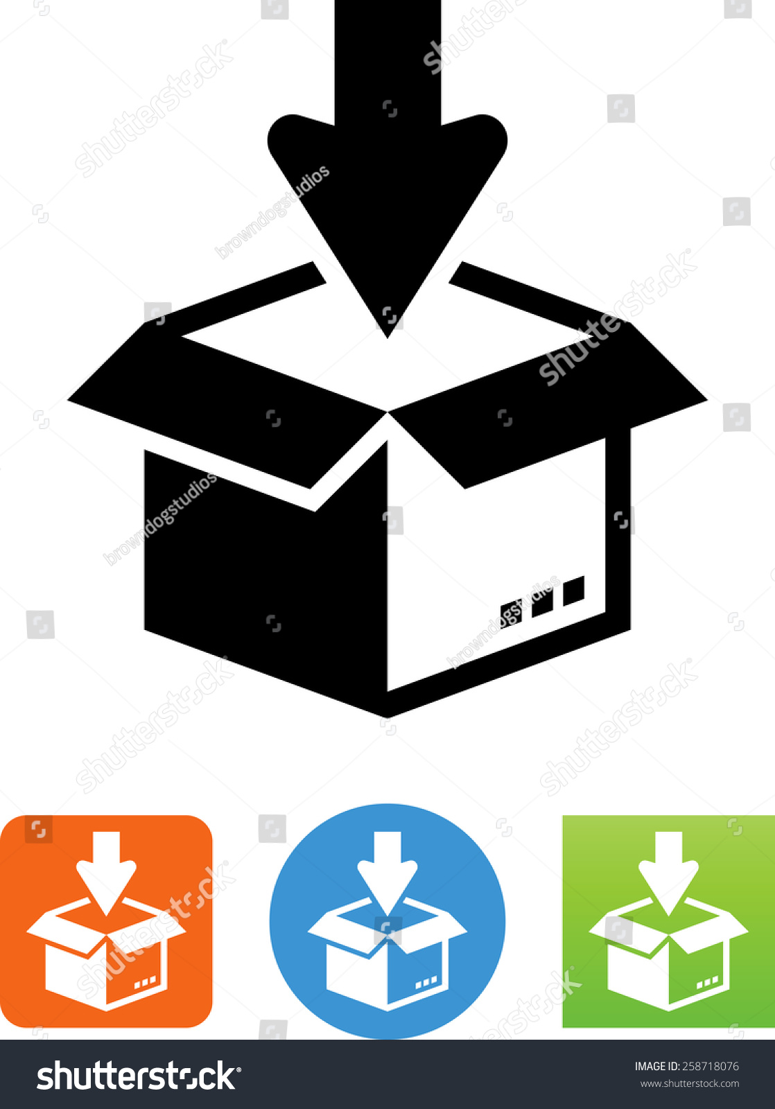 Opened Box Downward Arrow Icon Stock Vector (Royalty Free) 258718076