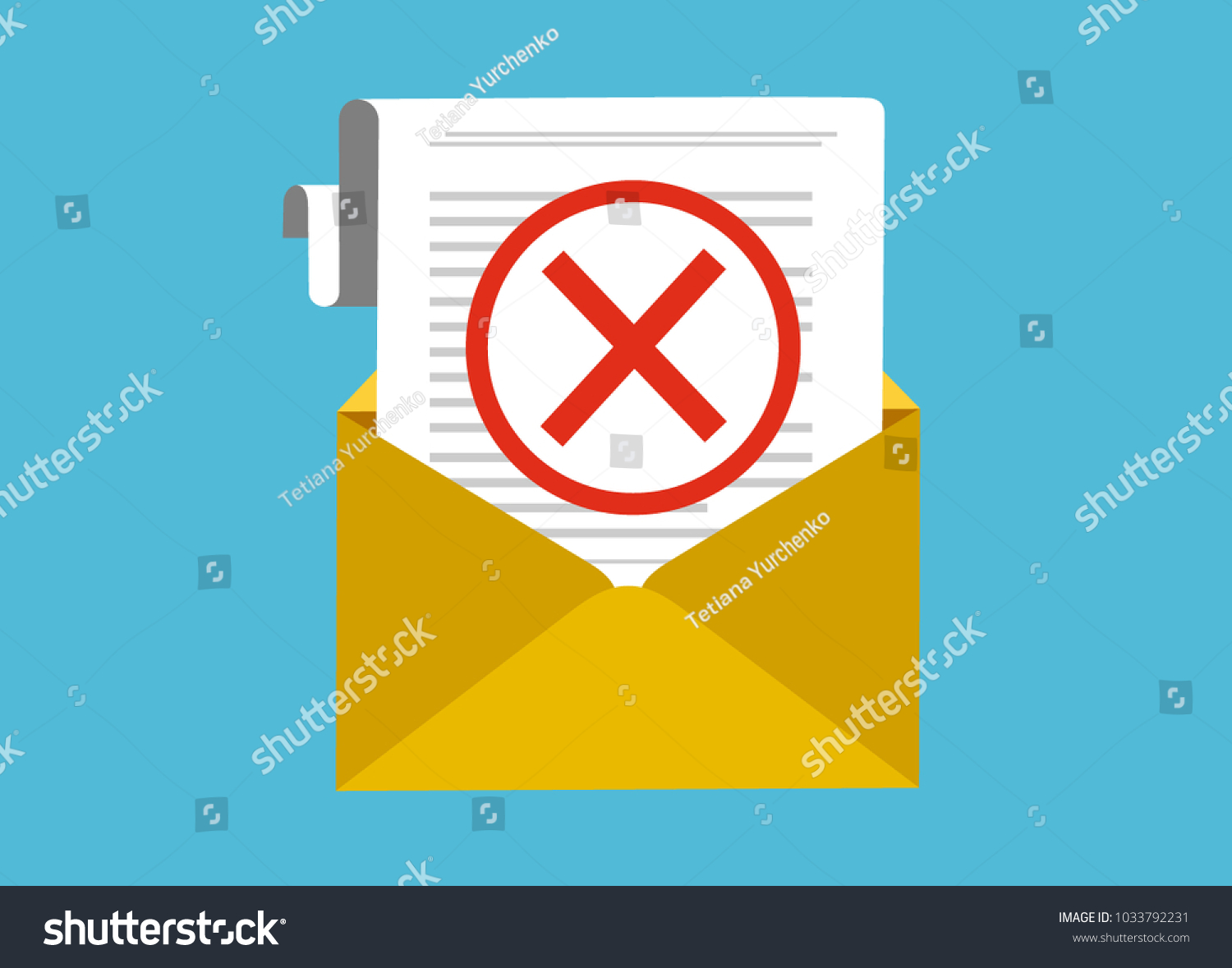 Opened Envelope Document Red X Mark Stock Vector (Royalty Free) 1033792231