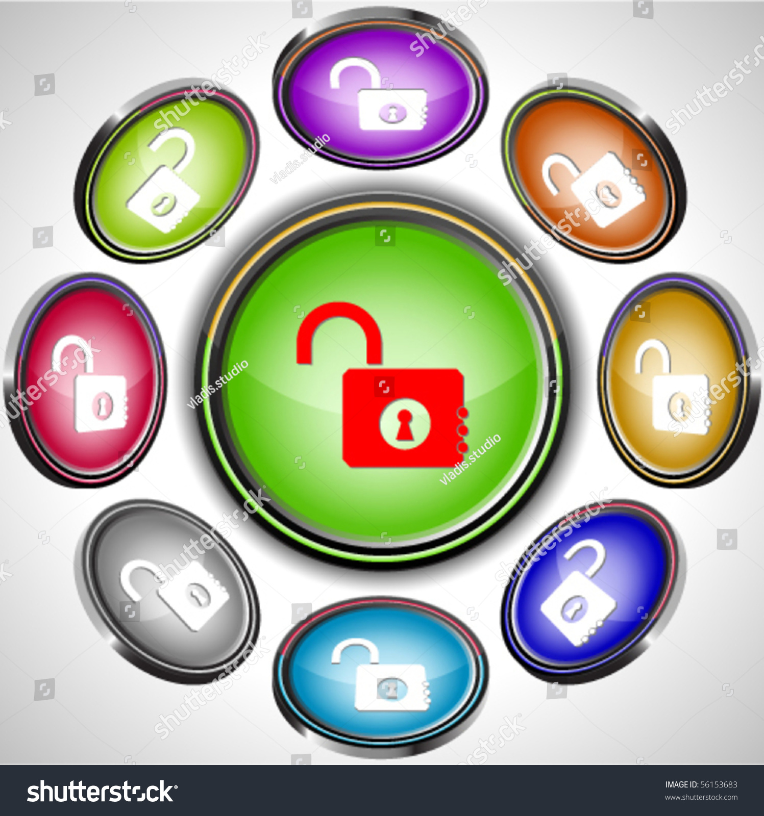 Opened Lock Vector Internet Buttons 8 Stock Vector (Royalty Free ...
