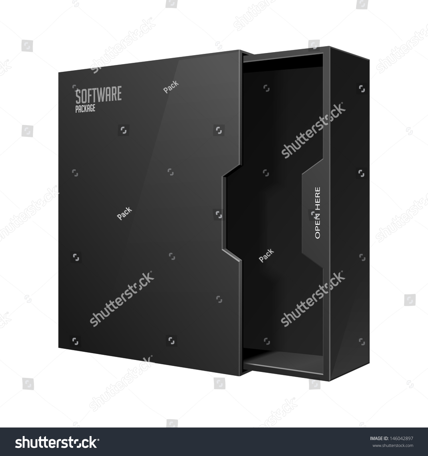 Opened Modern Software Package Box Black With Dvd Or Cd Disk Eps10 ...