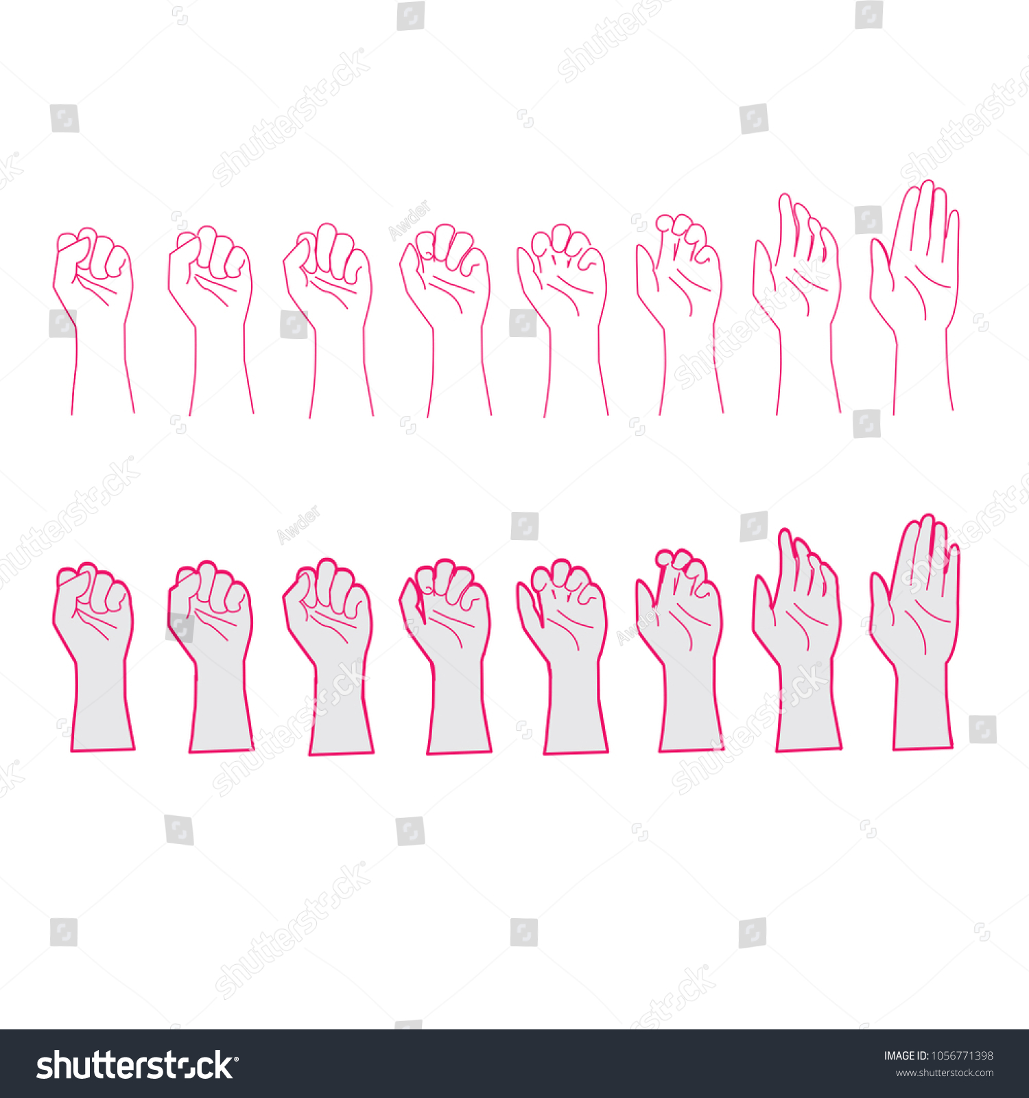 Opened Closed Hand Stock Vector (Royalty Free) 1056771398 | Shutterstock
