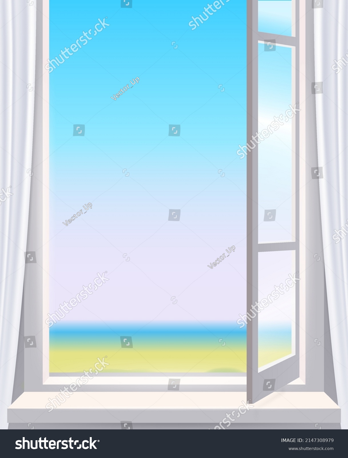 Opened Window Interior View On Landscape Stock Vector (Royalty Free ...