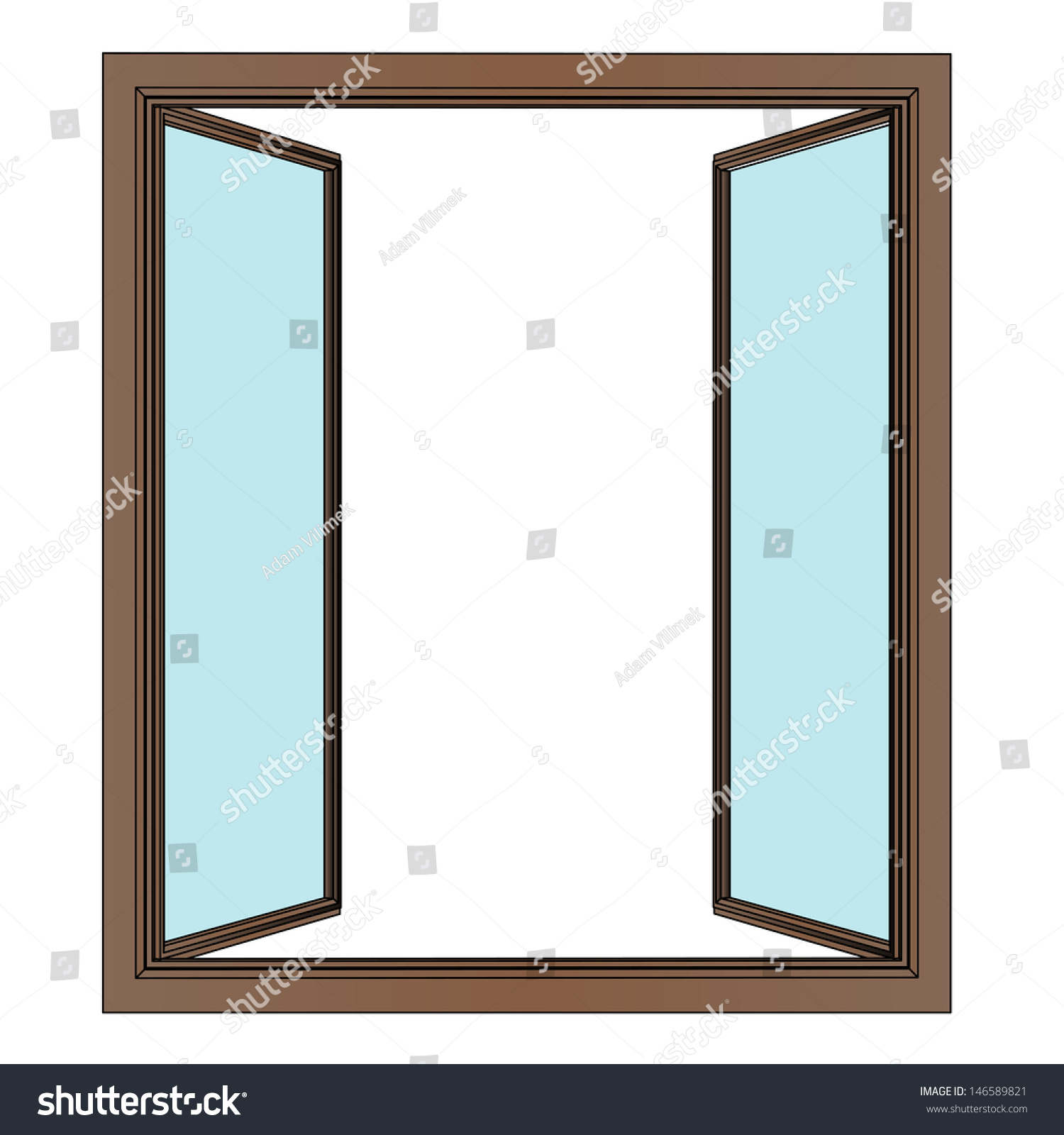 Opened Window Interior Vector Drawing Illustration : image vectorielle ...