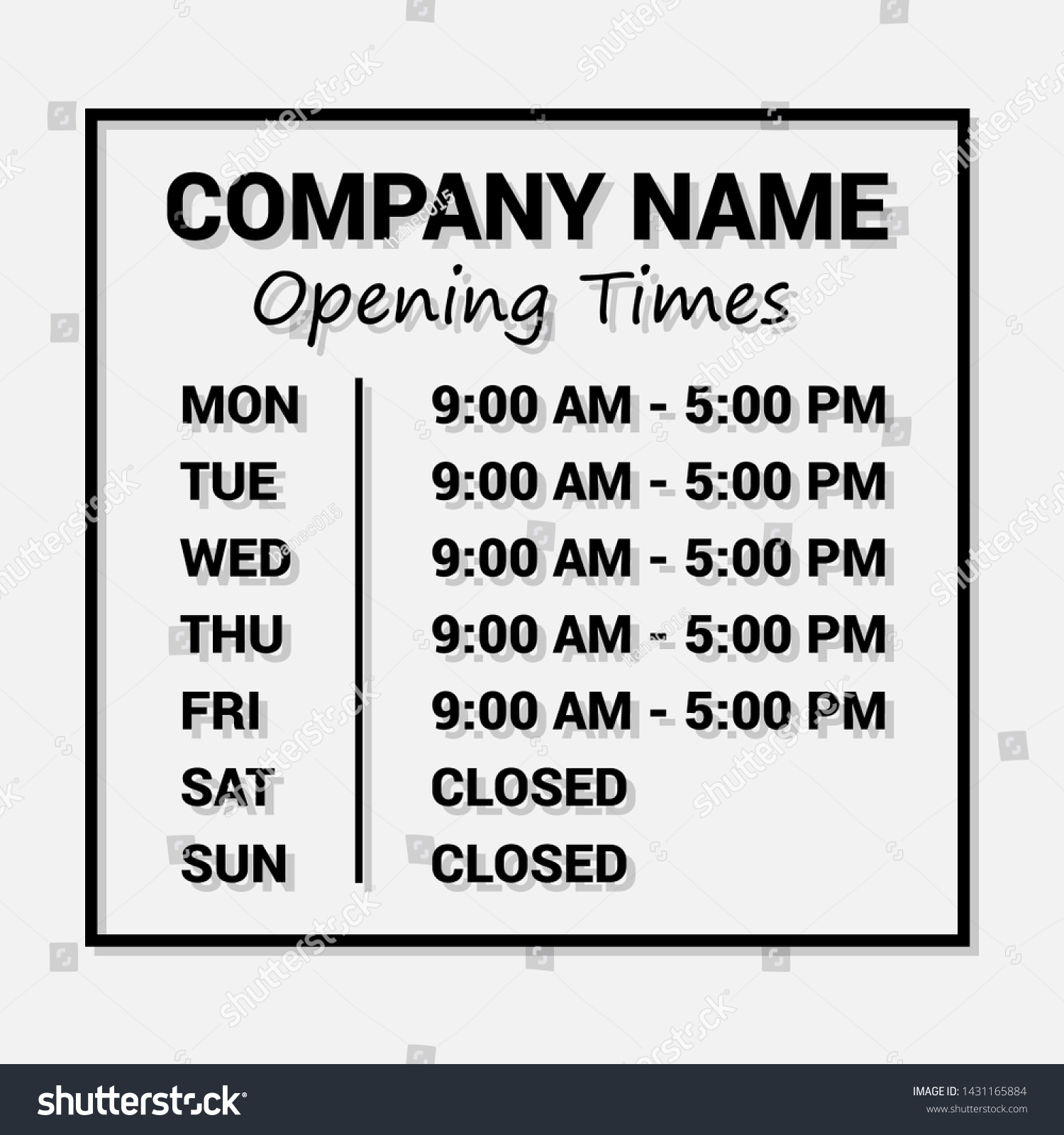 Opening Time Hours Window Sticker Stock Vector (Royalty Free) 1431165884